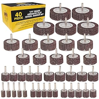 Dura-Gold 40-Piece Flap Wheel Sander Set with 1/4" Shank - 80 Grit ...