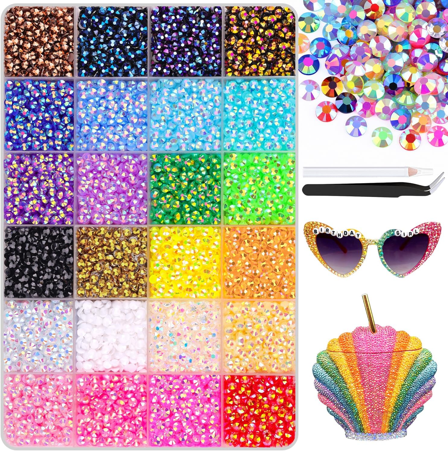 Amazon.com: 12600Pcs Resin Jelly Rhinestones with Tweezers for Crafting ...