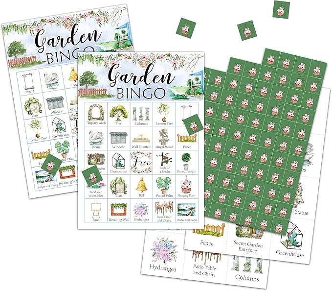 Amazon.com: Chuxvon Garden Bingo Cards, Garden Theme Game for 24 ...