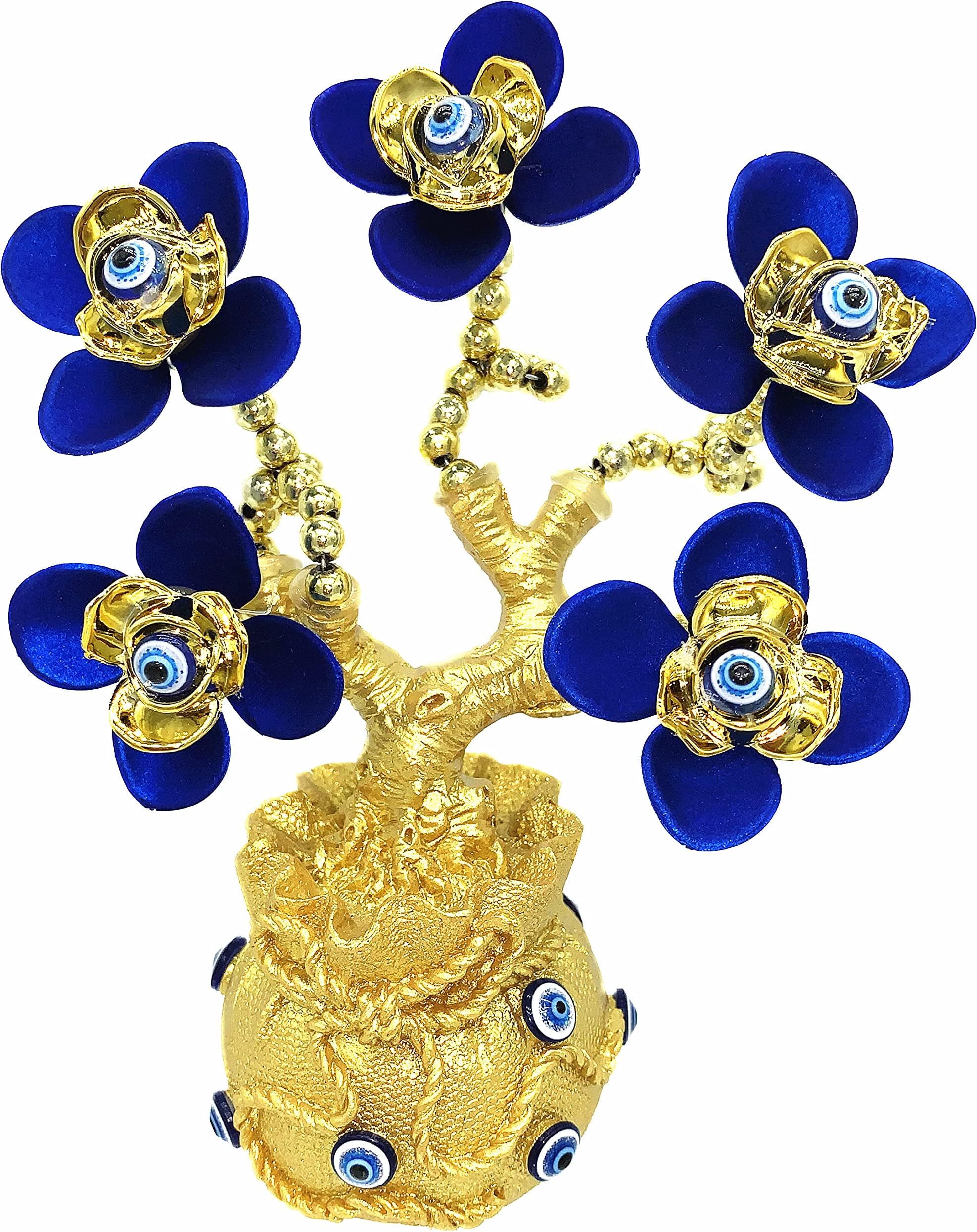 Amazon.com: Betterdecor Blue Evil Eye Turkish Nazar Tree in Money Pot ...