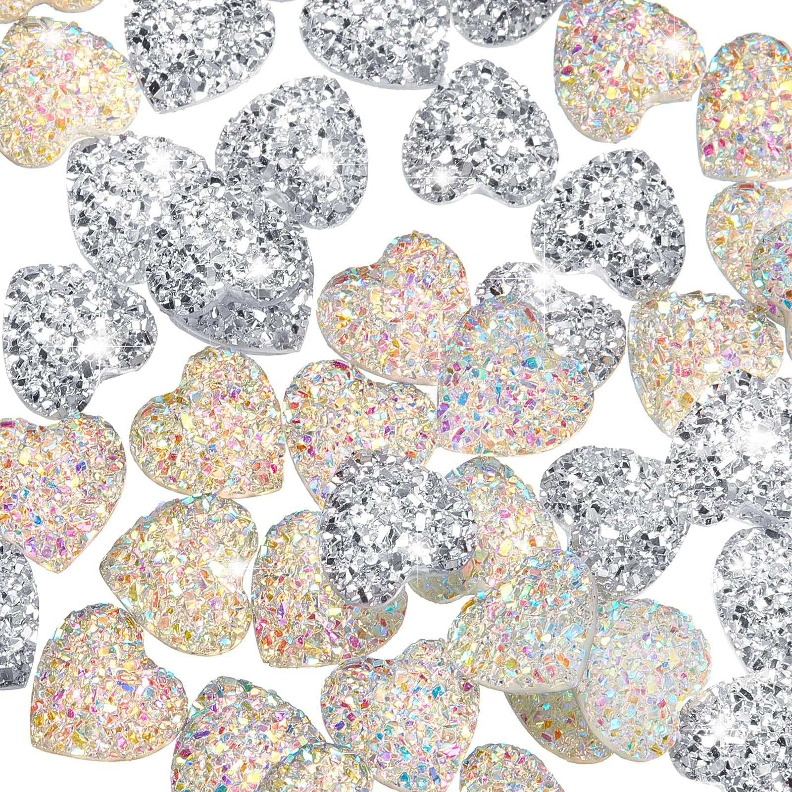 MajorCrafts® 50pcs Mixed Colours AB 12mm Flat Back Heart Sew-On Resin ...