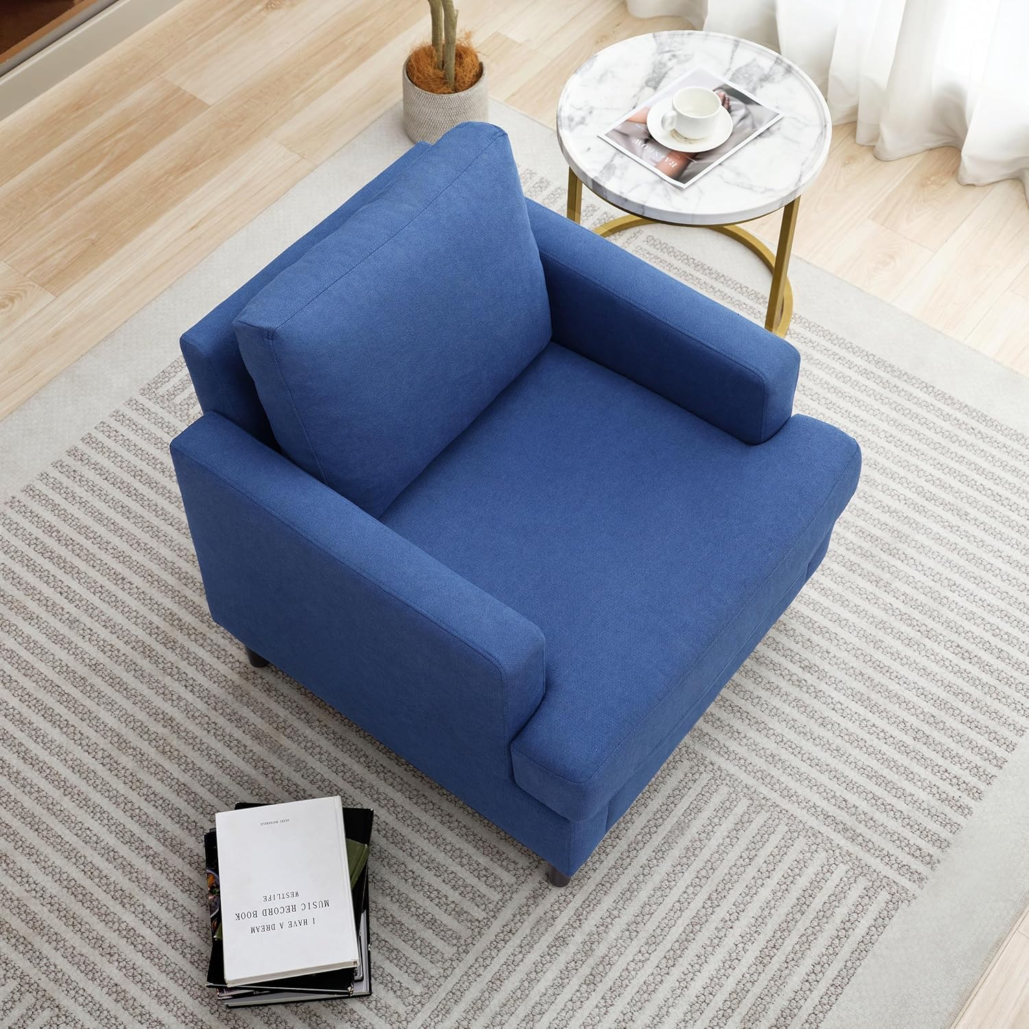 Amazon.com: Weture Comfy Upholstered Reading Accent Chairs (Blue, 1 ...
