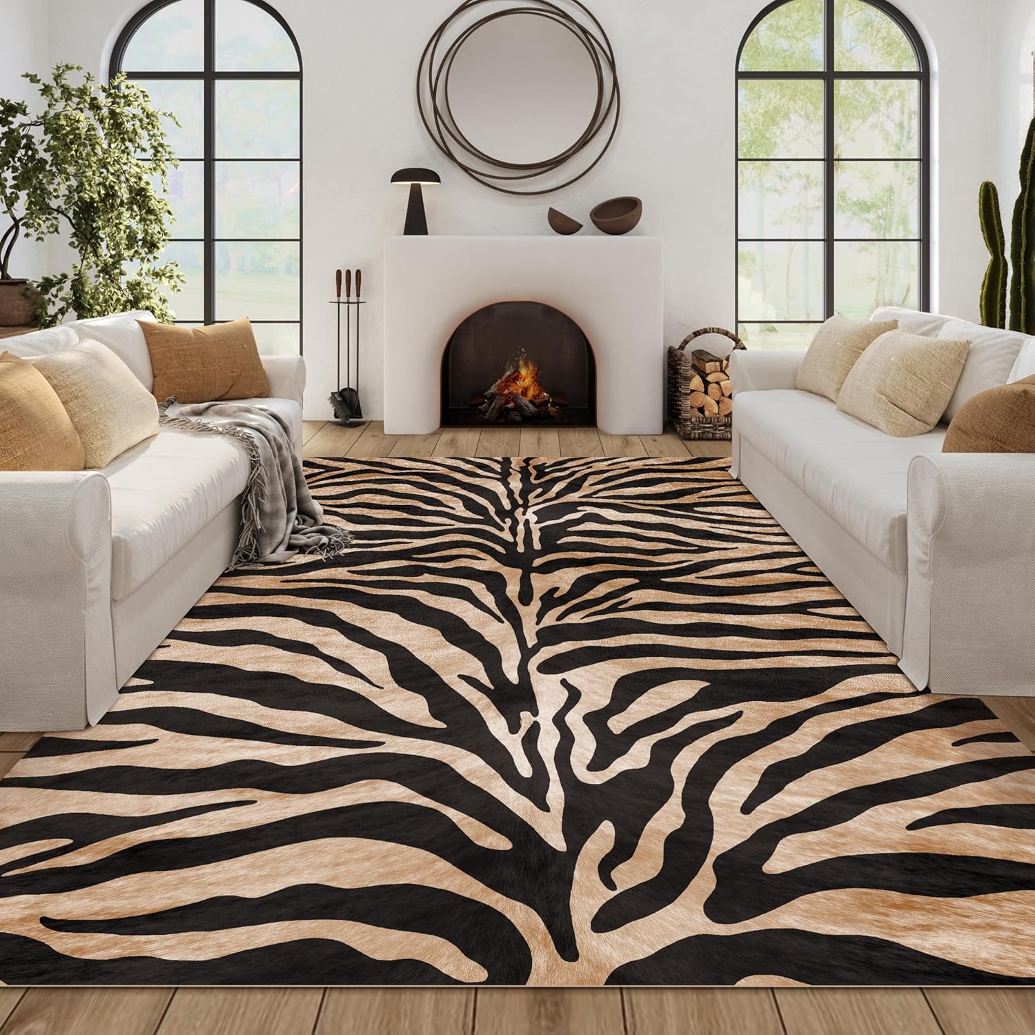 Amazon.com: Zebra Print Rug, Brown Area Rug 8x10 Feet Zebra Rugs for ...