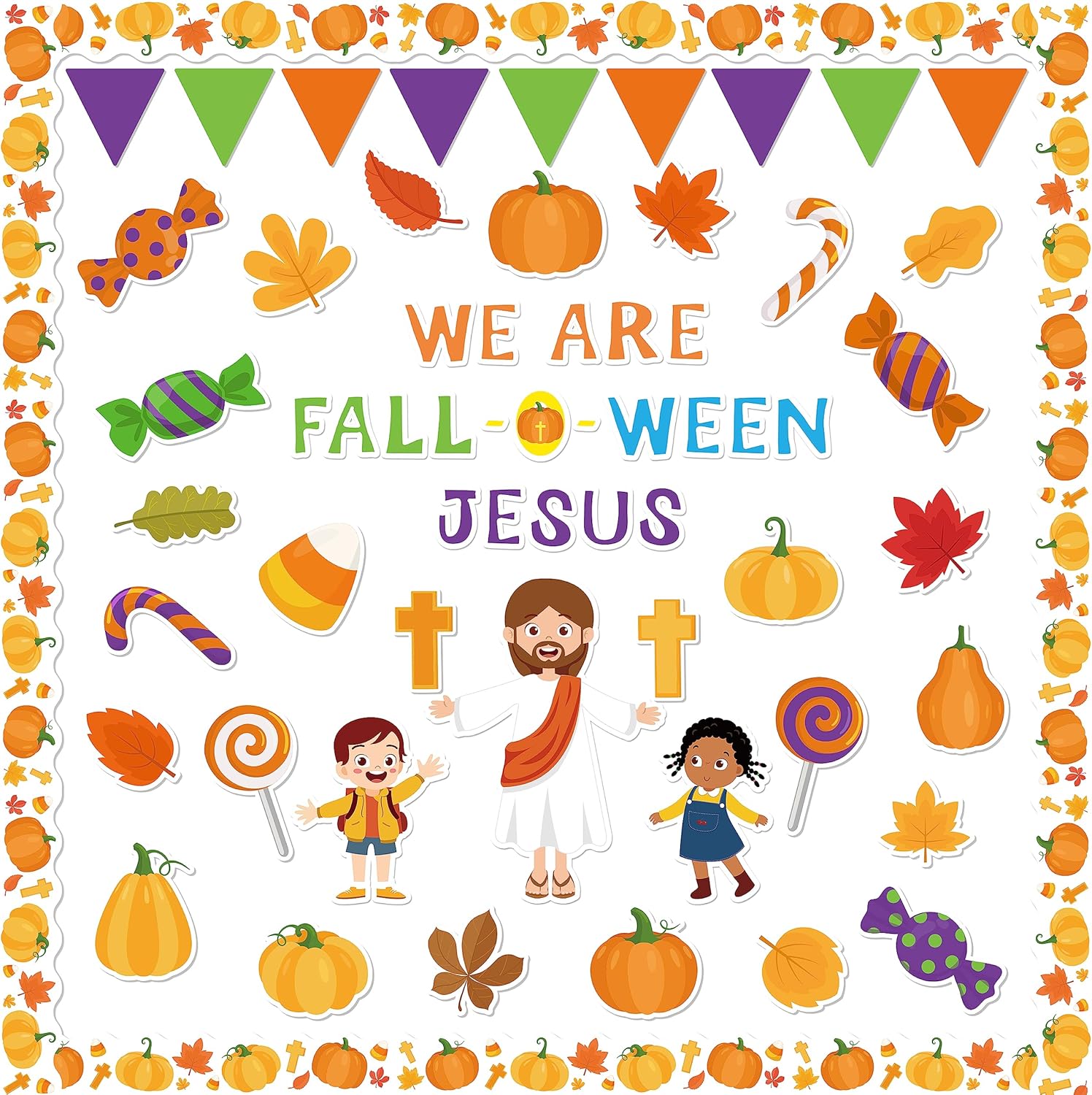 Amazon.com: CPicdn 131Pcs Fall Halloween FALLOWEEN Bulletin Board ...