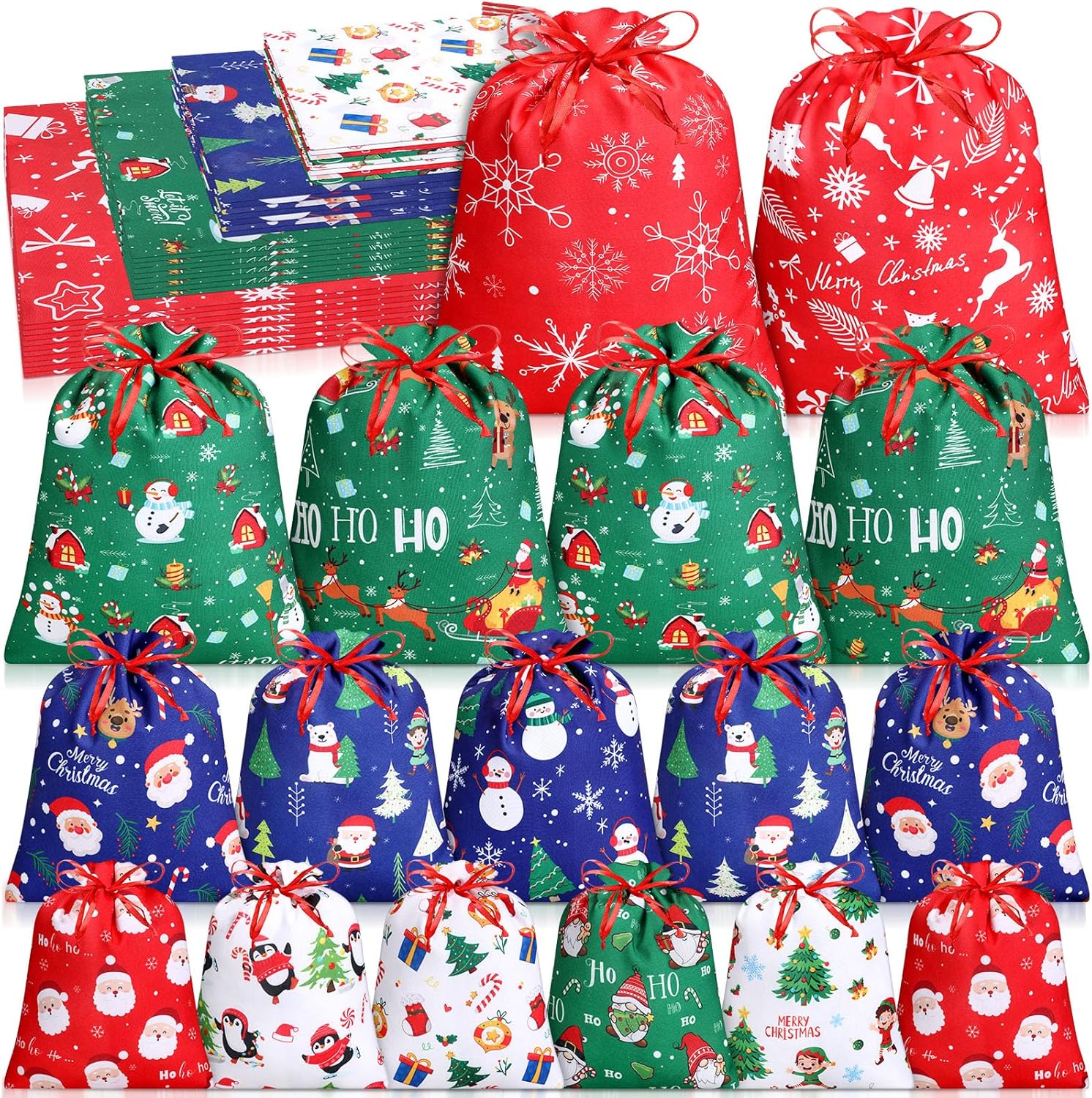 Amazon.com: Abbylike 40 Pcs Christmas Cloth Gift Bags with Drawstring ...