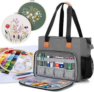 Amazon.com: LUXJA Embroidery Project Carrying Bag, Embroidery Kits ...