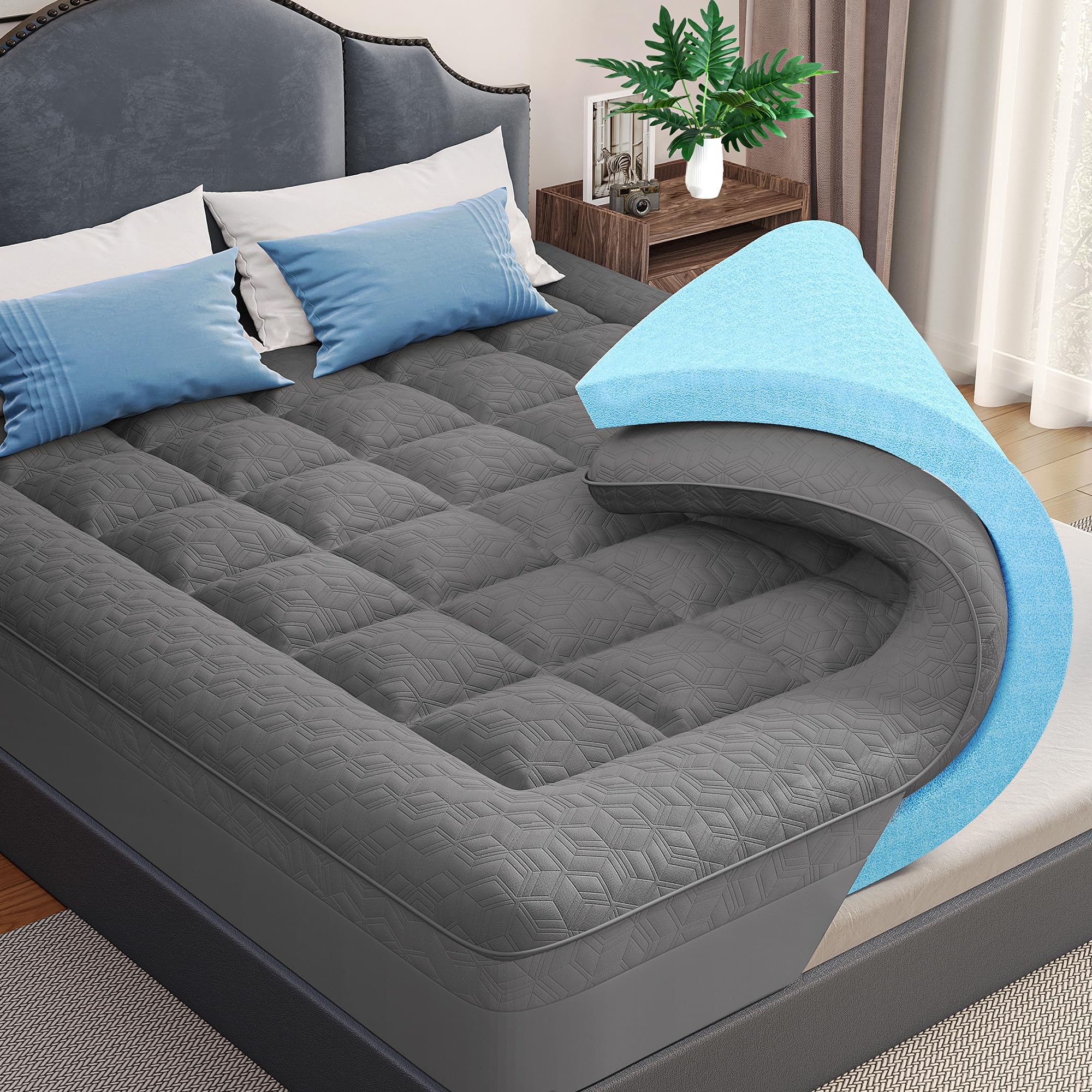Amazon.com: Maxzzz Full Mattress Pad, Cooling Memory Foam Topper ...