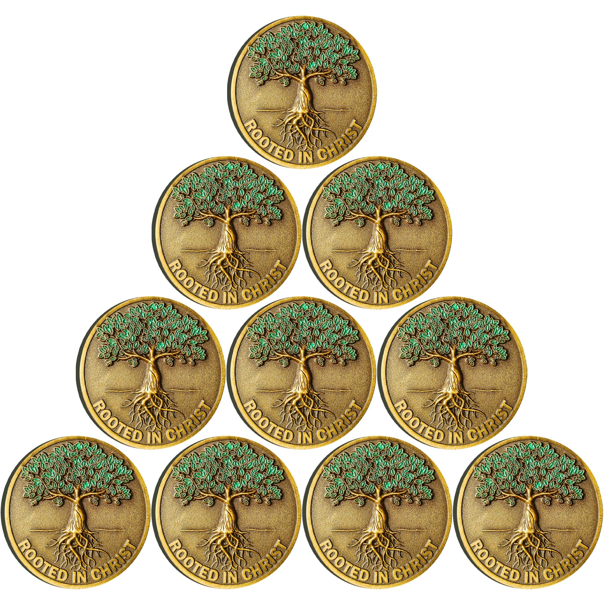 Amazon.com: Rooted in Christ Challenge Coin Antique Gold Color ...