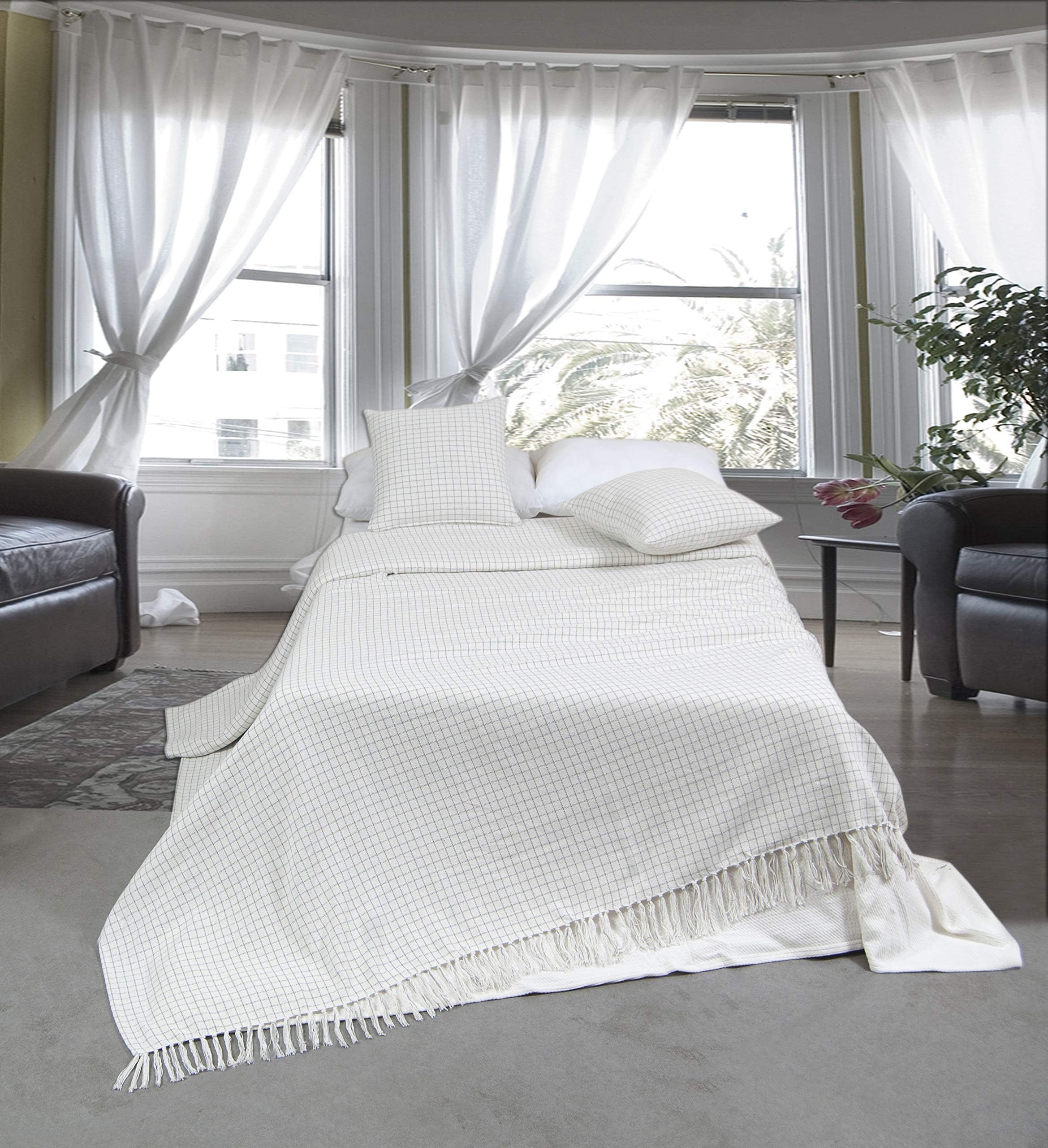 EHC Luxury Reversible Super Soft Divine Check Cotton Throws for Settees ...