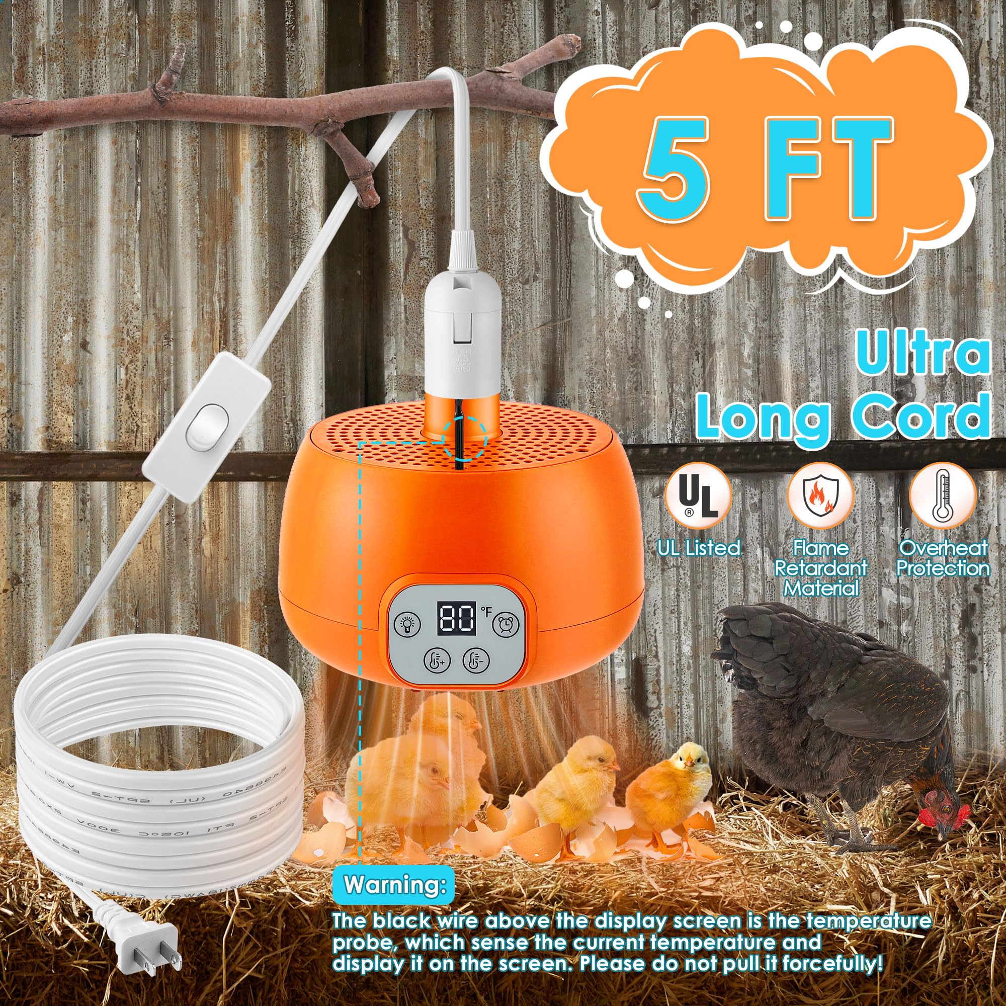 Snapklik.com : 2 Pack Chicken Coop Heater, Timing Heat Lamp For ...