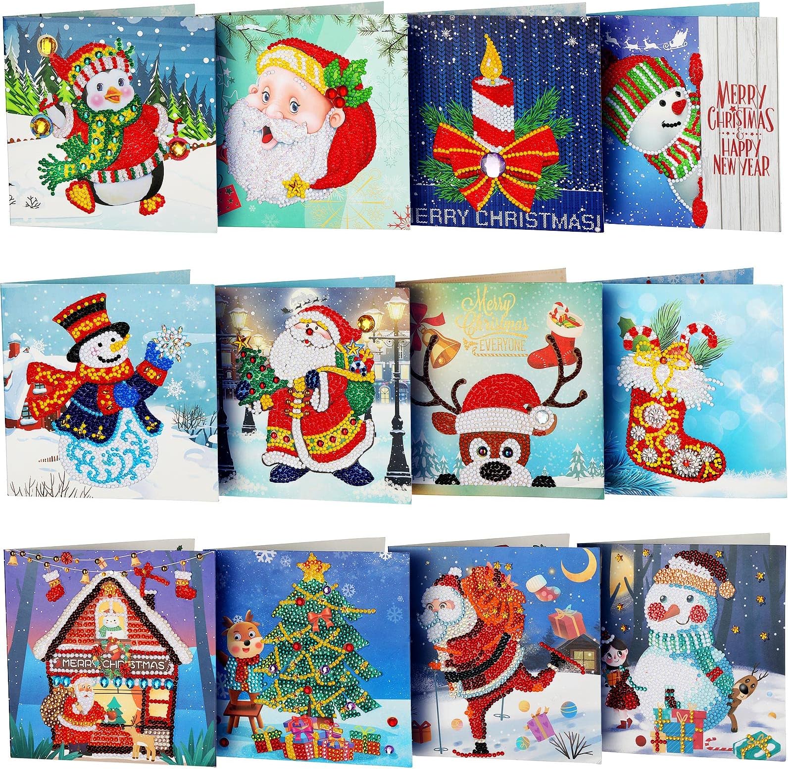 Amazon.com: Bekecidi 8 Pack Diamond Painting Greeting Card, DIY ...