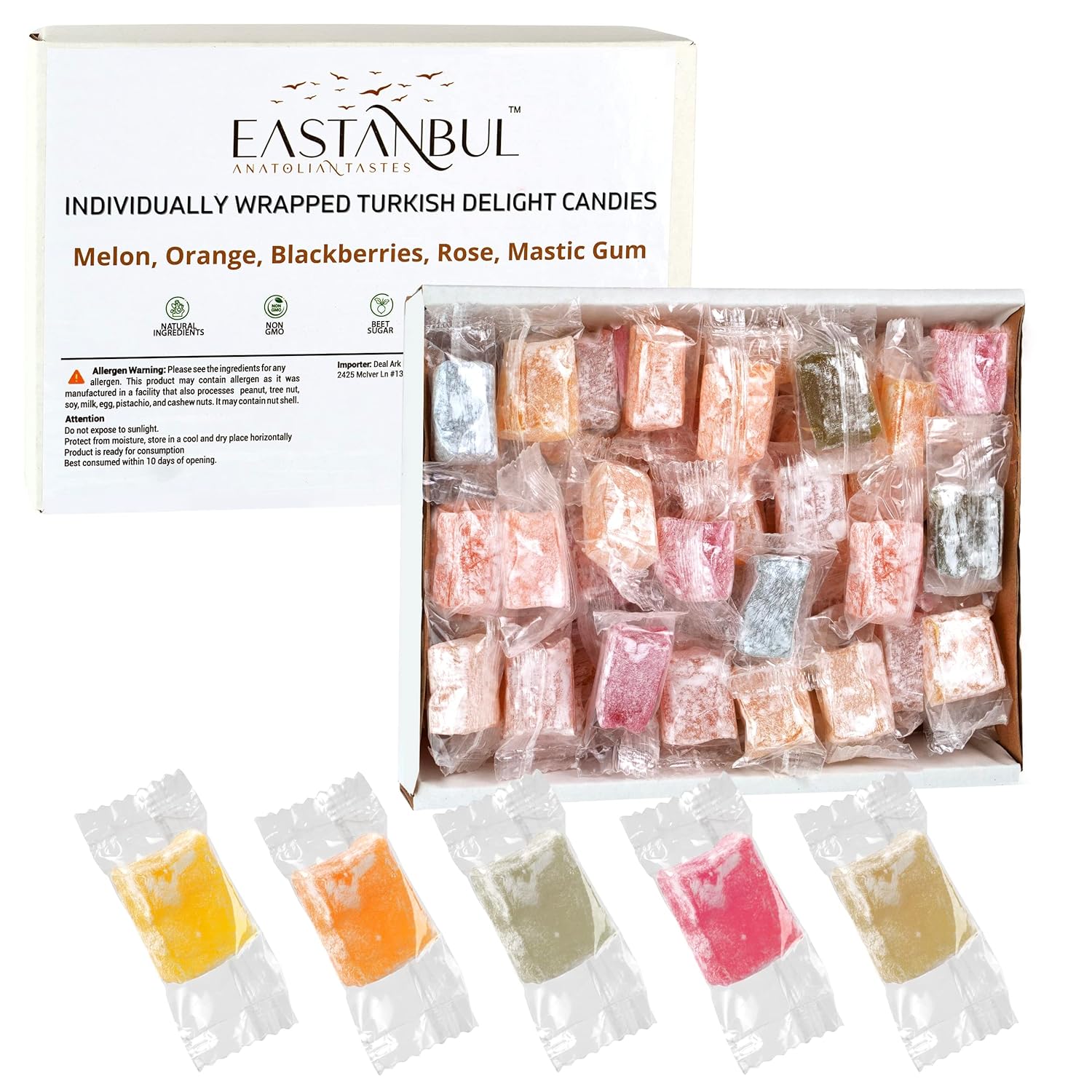 Amazon.com : Eastanbul Turkish Delight Pistachios 35.2oz, Lokum Stick ...