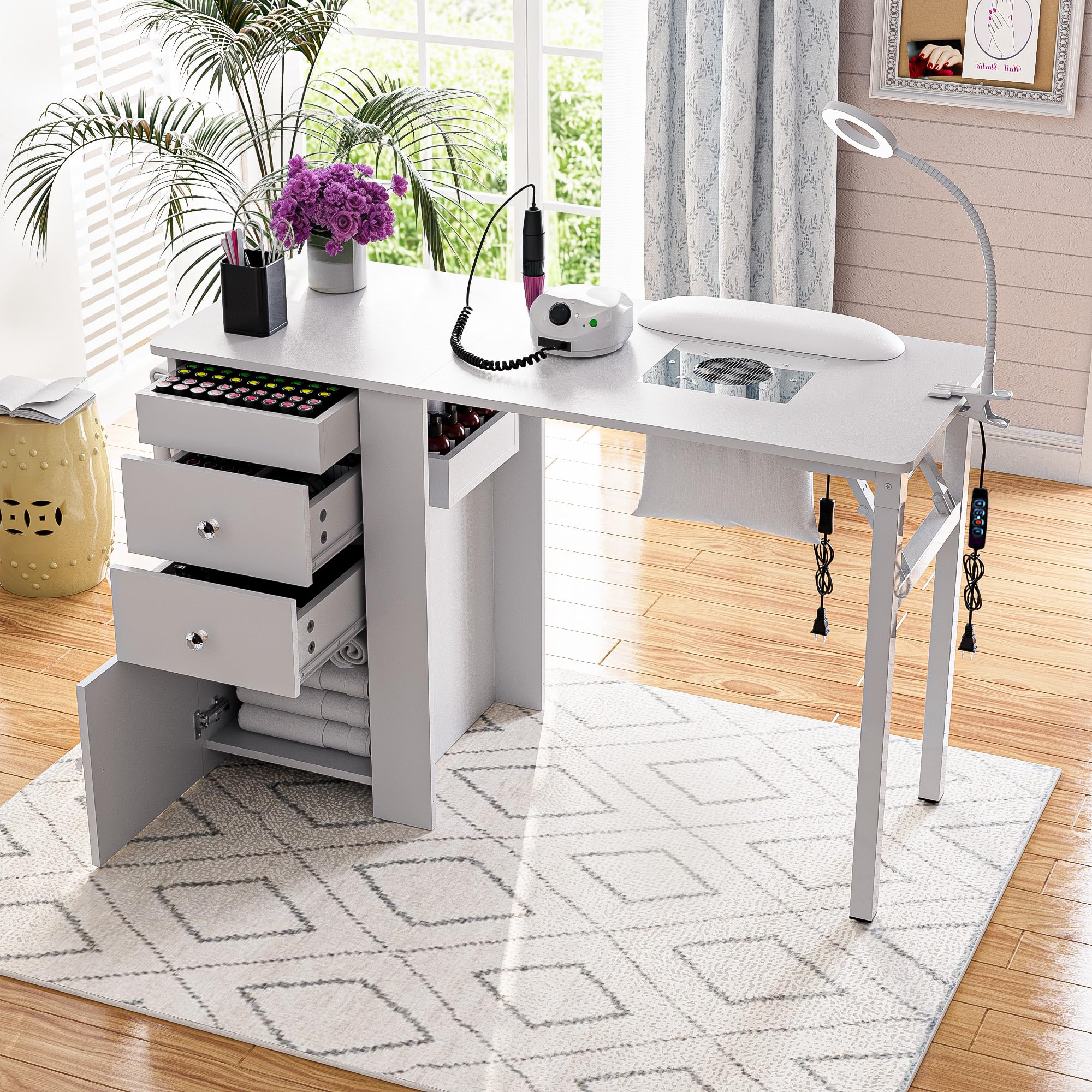 Amazon.com: Foldable Nail Table with Dust Collector, Manicure Desk for ...