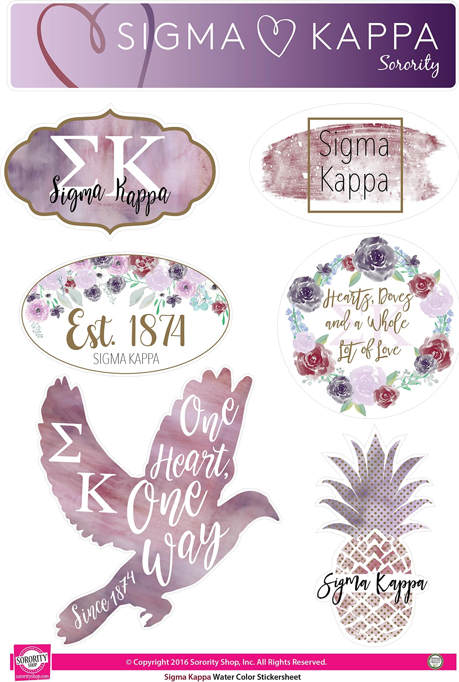 Amazon.com: Sigma Kappa Sticker Sheet - Western Design Vinyl Sorority ...