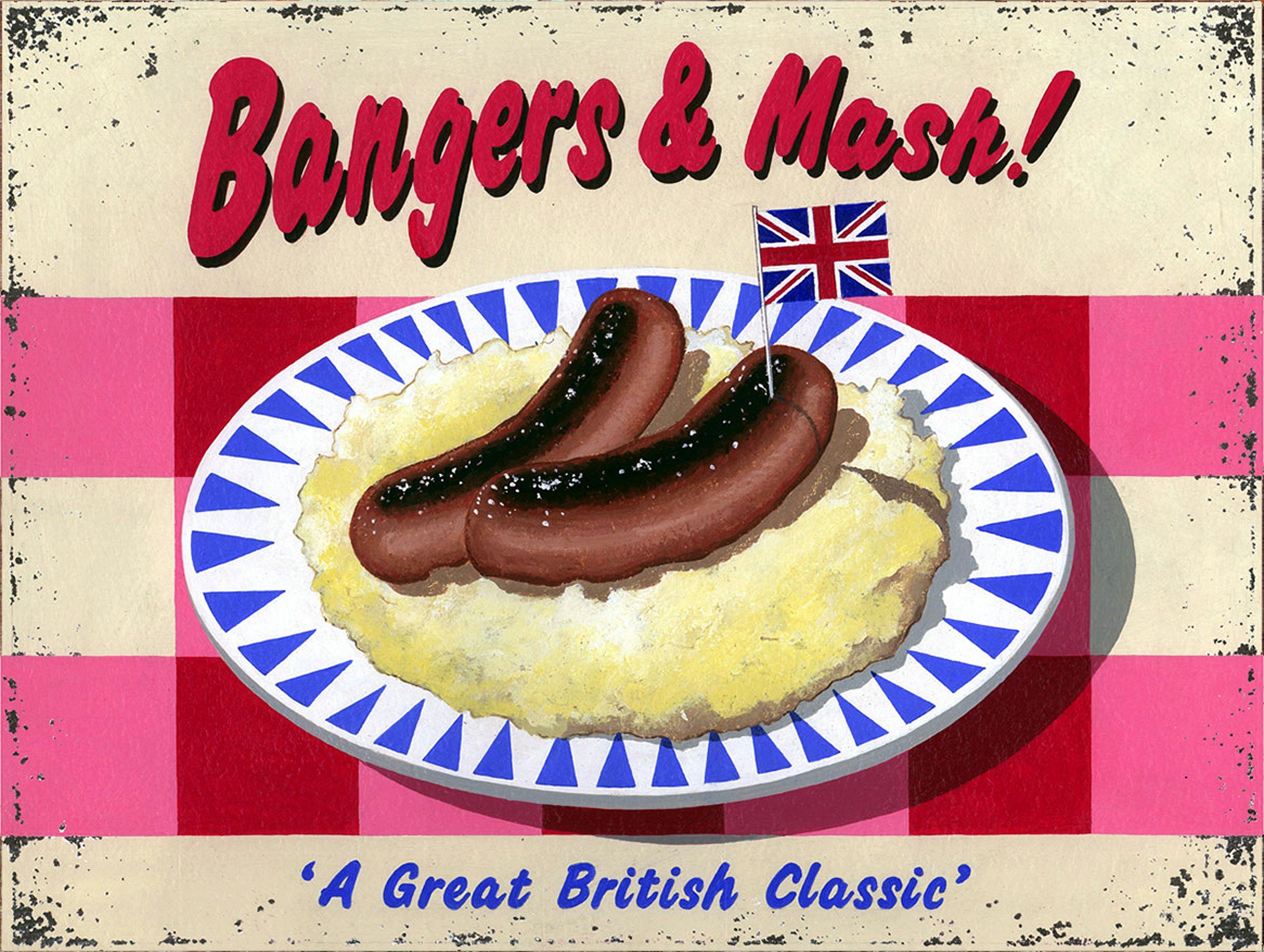 Shawprint Bangers & Mash RETRO METAL TIN WALL PLAQUE SIGN NOVELTY GIFT ...