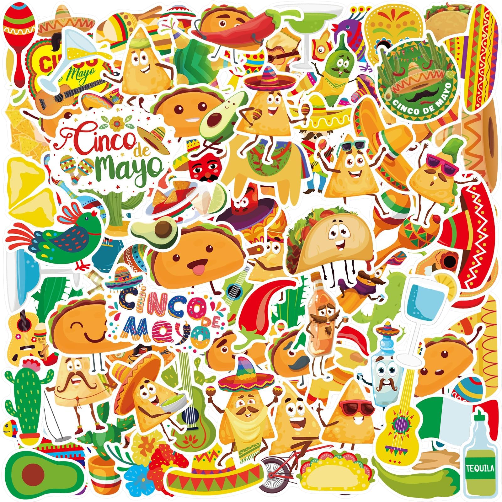 Amazon.com: Mexican Food Stickers Taco Waterproof Vinyl Decals Mexican ...