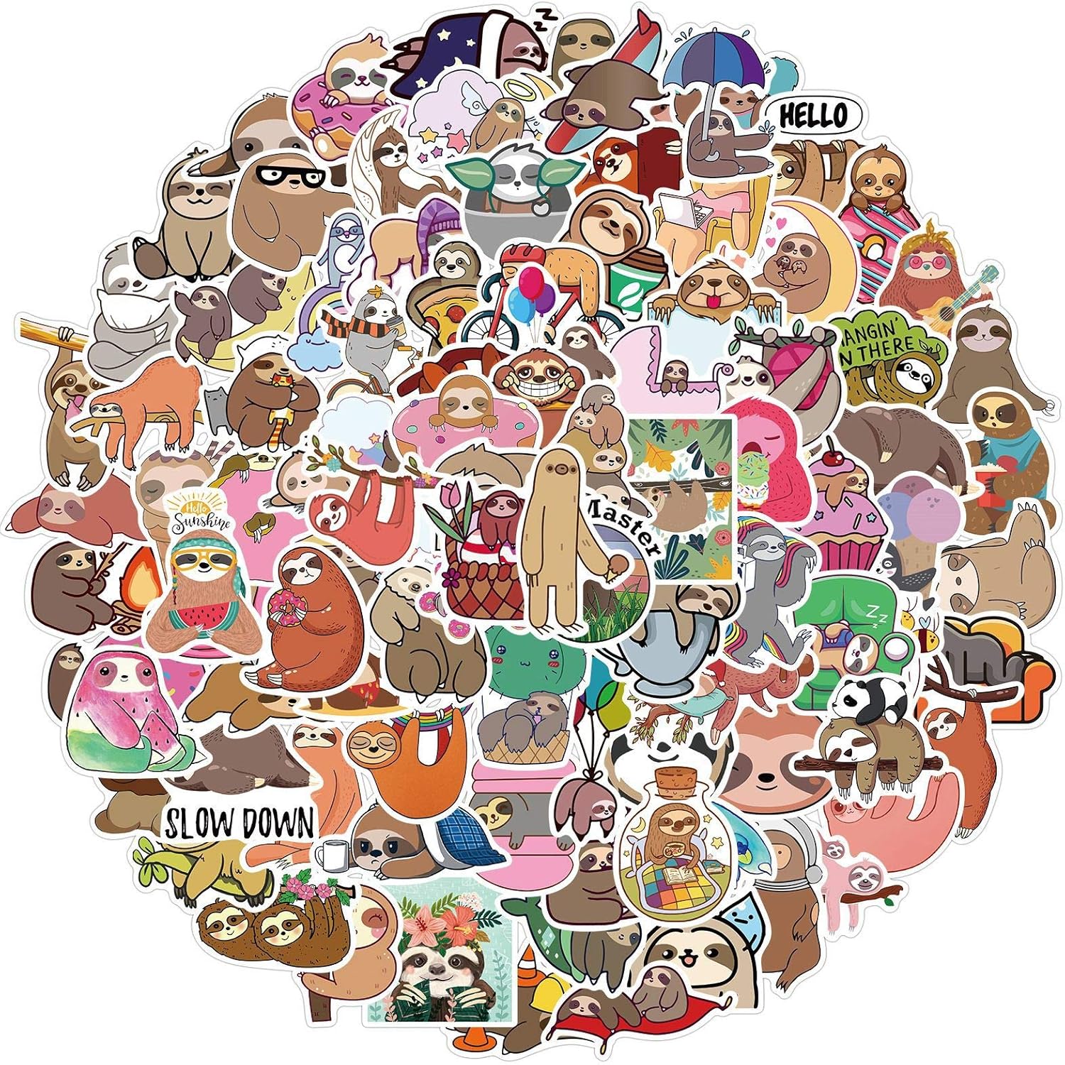 Cute Sloth Stickers for Laptop (100 PCS),Gift for Children Teens Adults ...