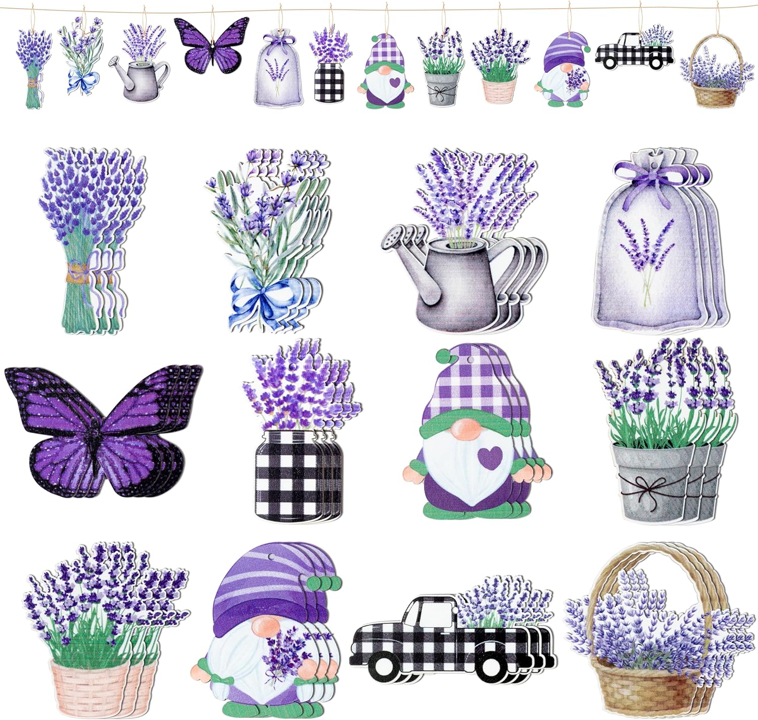 Amazon.com: WATINC 37pcs Lavender Wood Hanging Ornament - Spring Summer ...