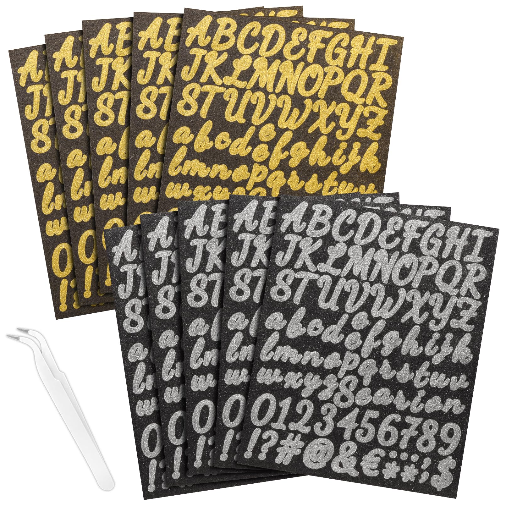 Amazon.com: 10 Sheets Glitter Cursive Letter Stickers 1 inch, Gold ...