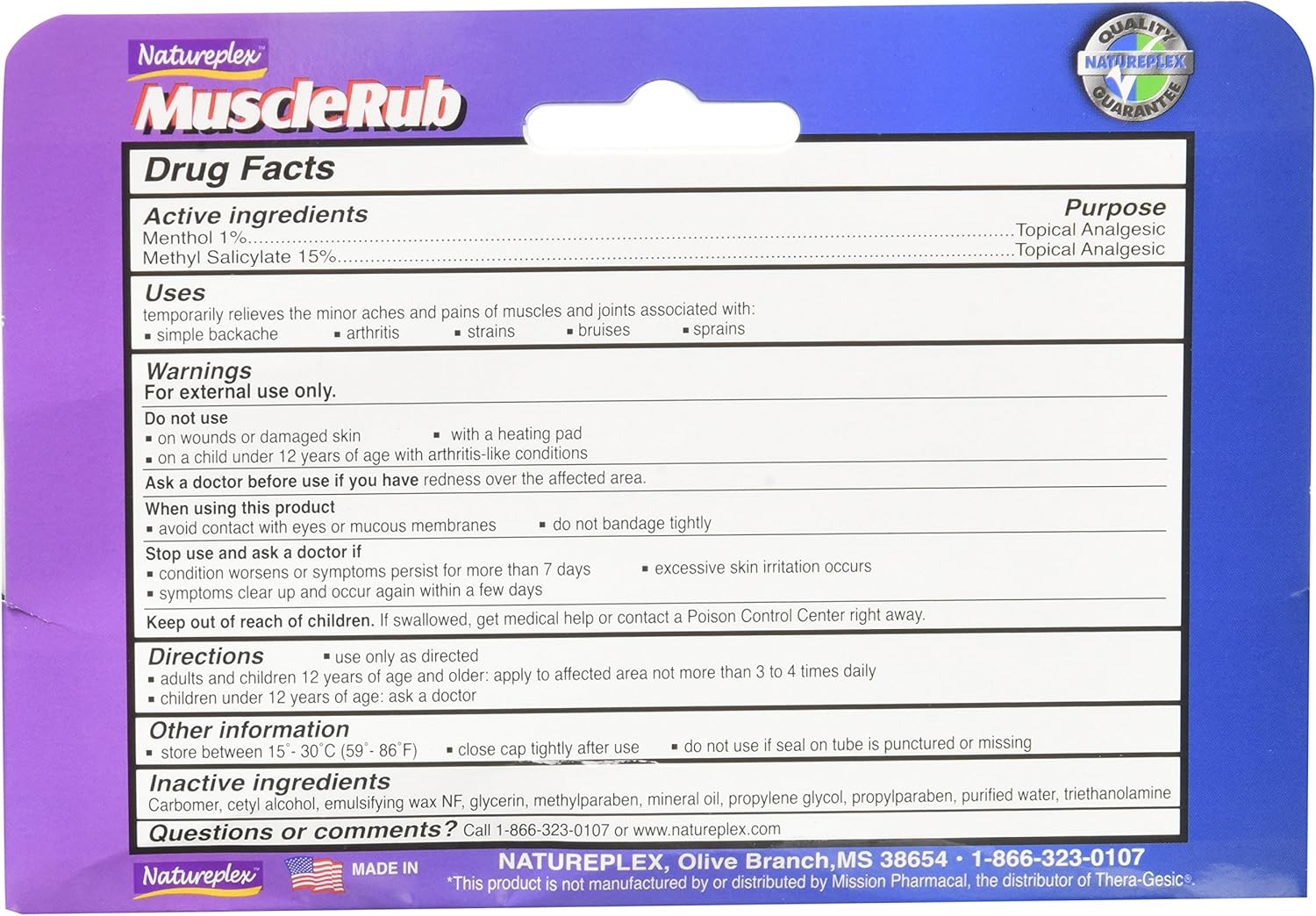 NATUREPLEX MuscleRub Tubo ultra fuerte para artritis menor dolor de ...
