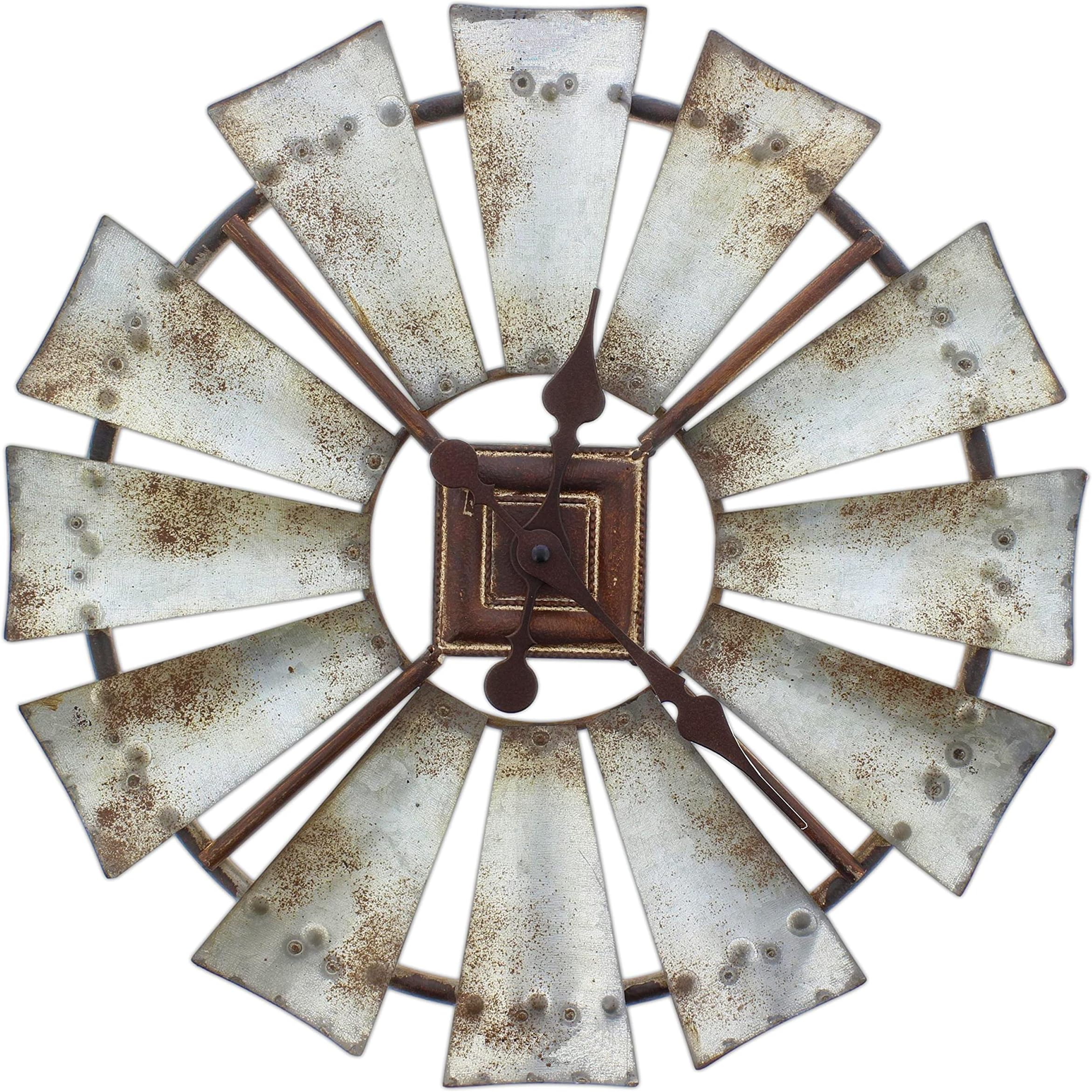 Amazon.com: Gianna's Home Rustic Farmhouse Metal Windmill Wall Clock ...