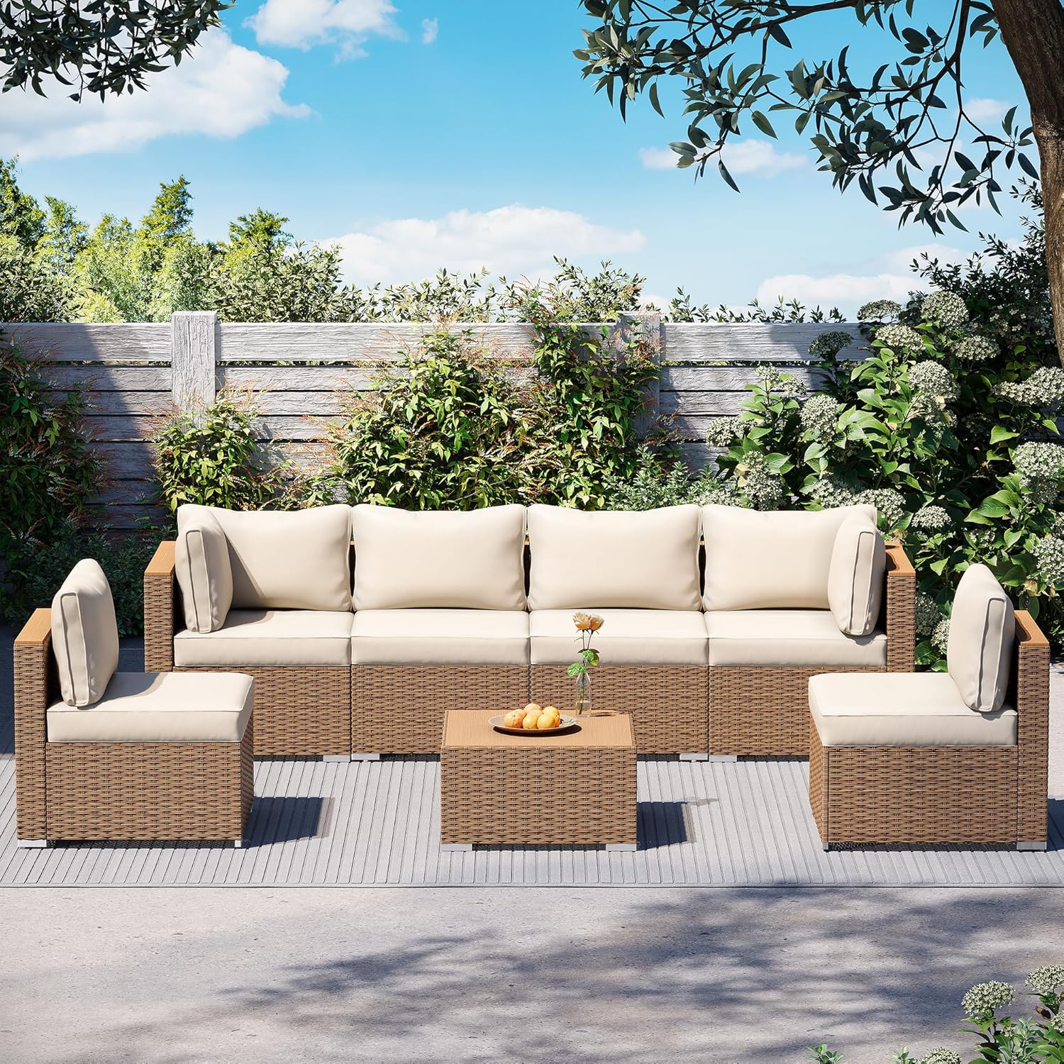Amazon.com: LAUSAINT HOME Patio Conversation Set, 7 Pieces Outdoor ...