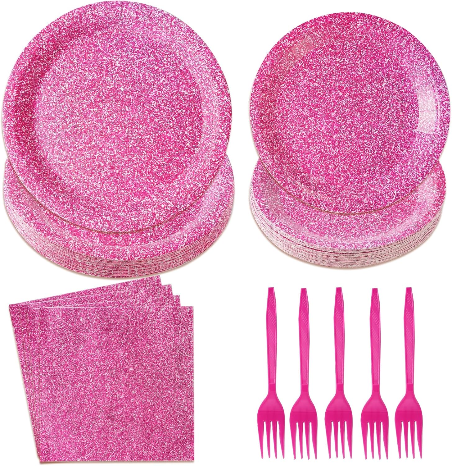 Amazon.com: 96Pcs Hot Pink Glitter Party Supplies 350GSM Holographic ...