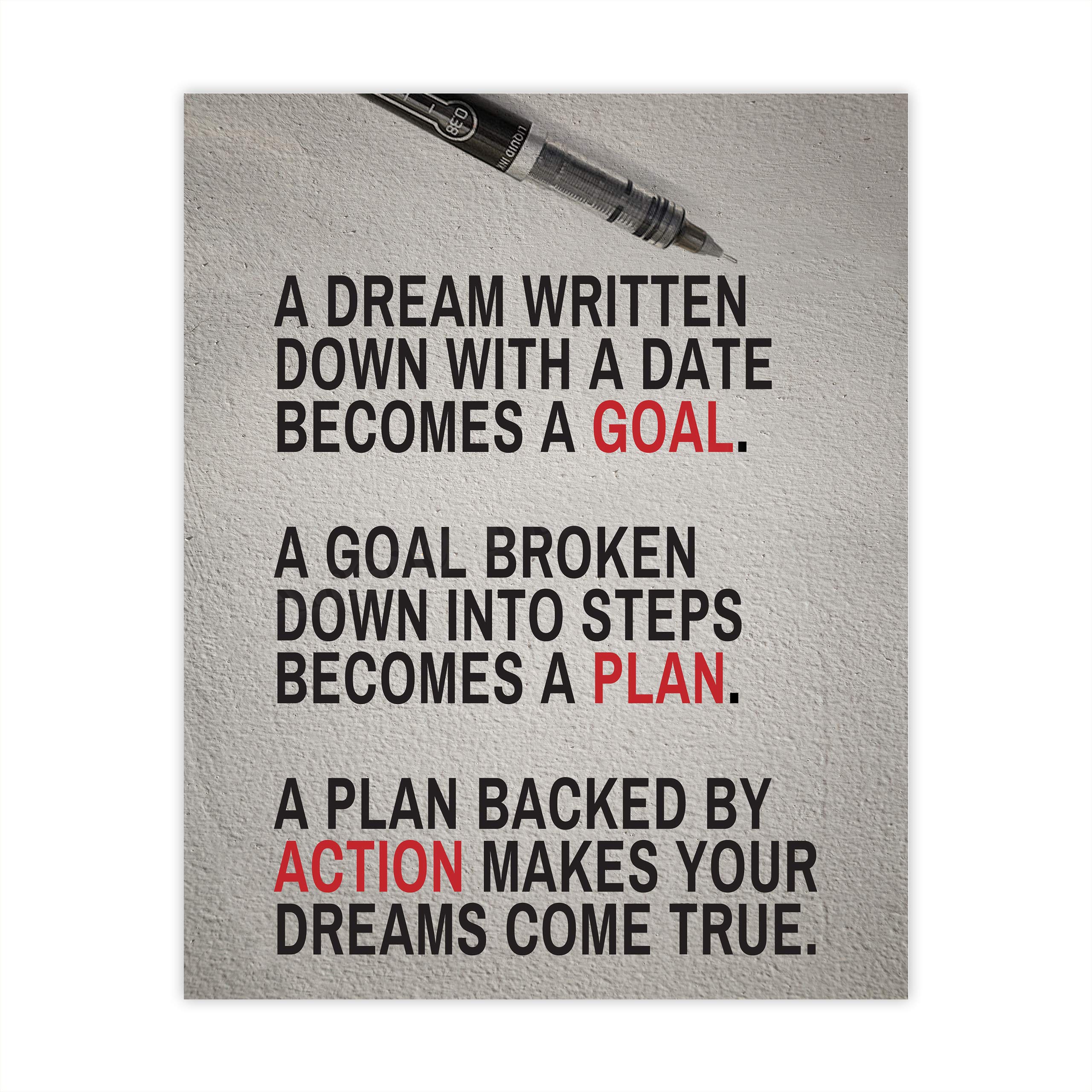 Buy "A Dream Written Down Becomes a Goal"-Motivational Quotes Wall ...