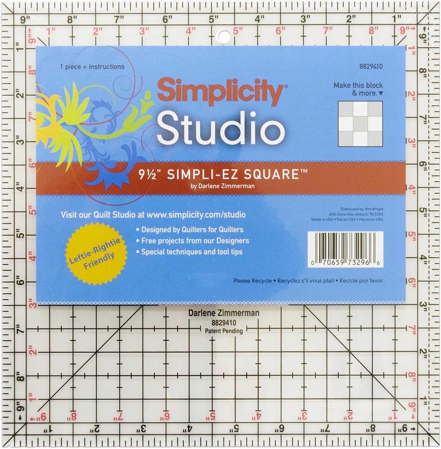 Simpli EZ 8829410 9 1 2 inch By 9 1 2 inch Square Sewing And Quilting simpli-ez-8829410-9-1-2-inch-by-9-1-2-inch-square-sewing-and-quilting
