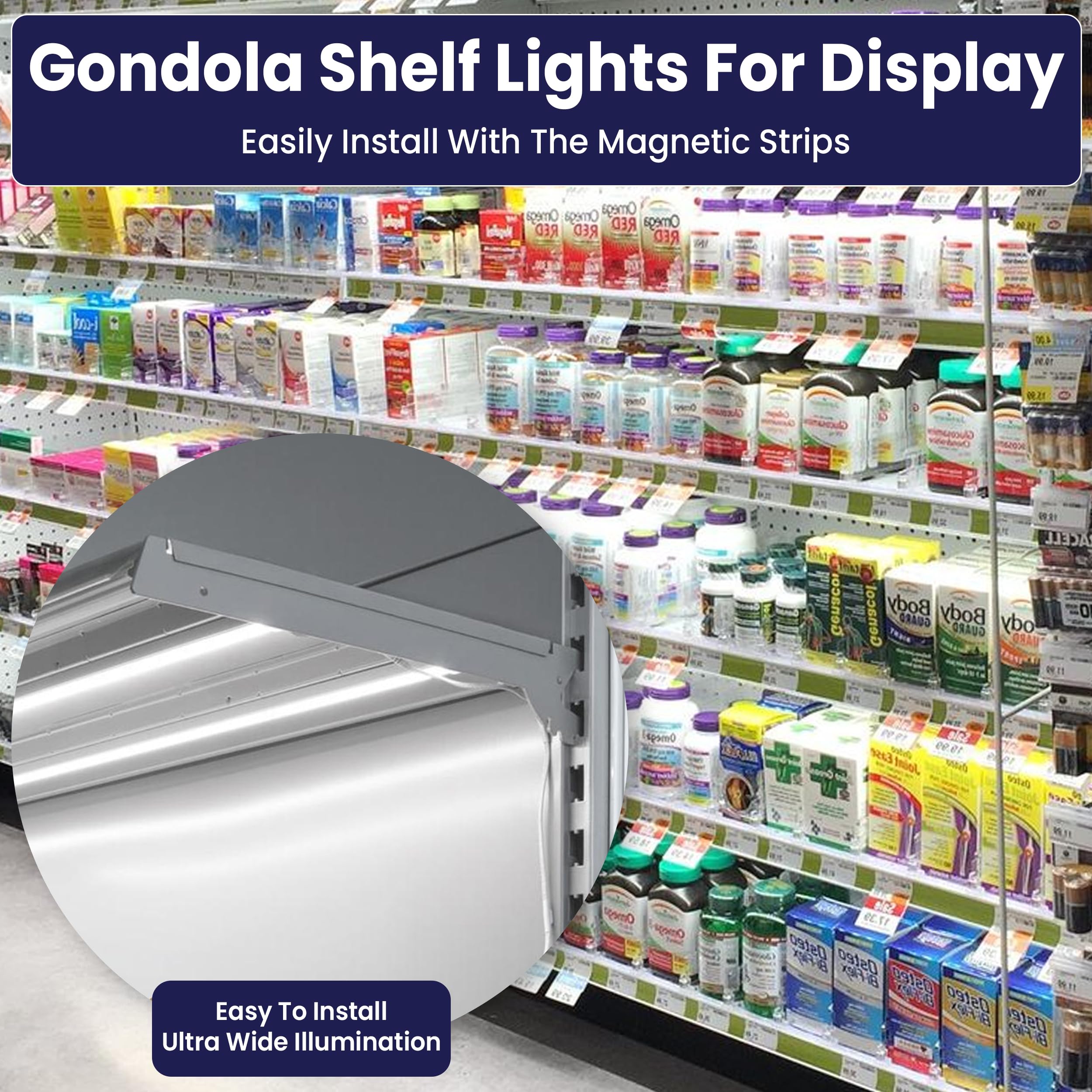 30 Inch Led Light Bar Gondola Shelving Lights Kit 8-pack 3Ft 6000K ...