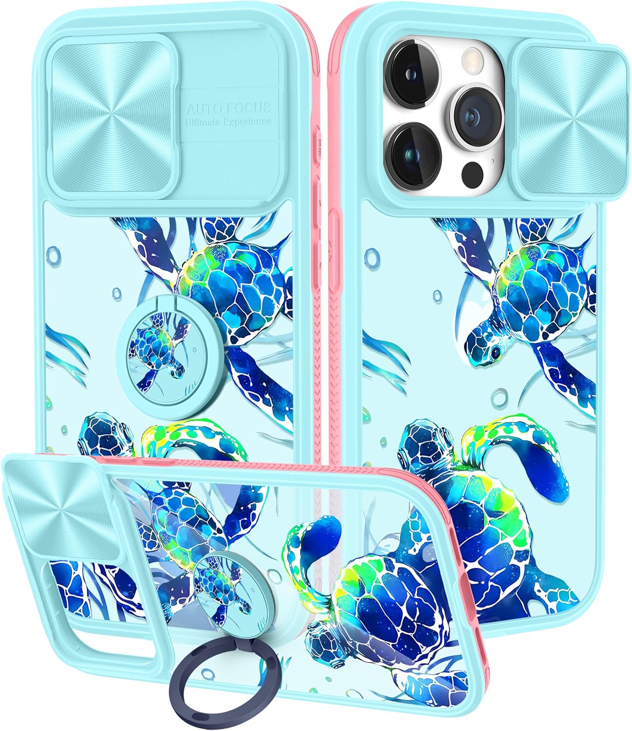 Amazon.com: Plakill for iPhone 15 Pro Max Case with Slide Camera Cover, Sea Turtle Cases for ...