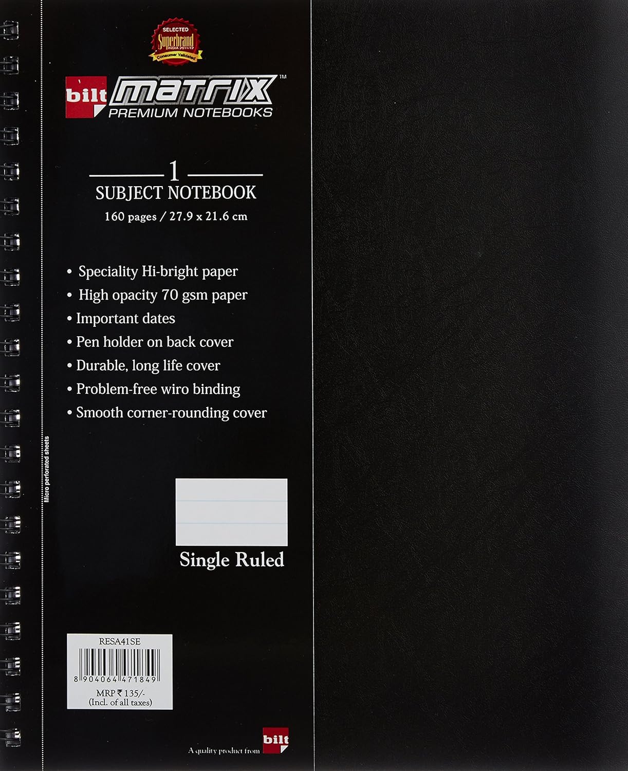 BILT Matrix Premium Notebook Single Subject - A4, 70 GSM, 160 pages ...