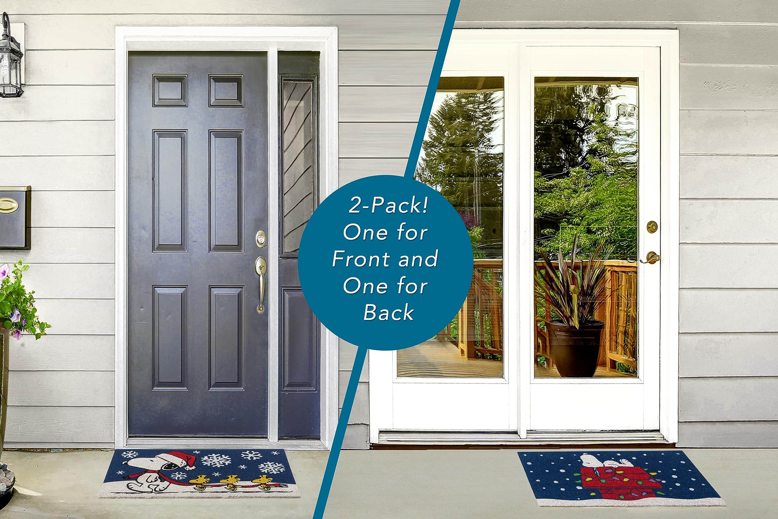 Gertmenian Peanuts Coir Mat (2-Pack), Indoor Outdoor Welcome Mats for ...