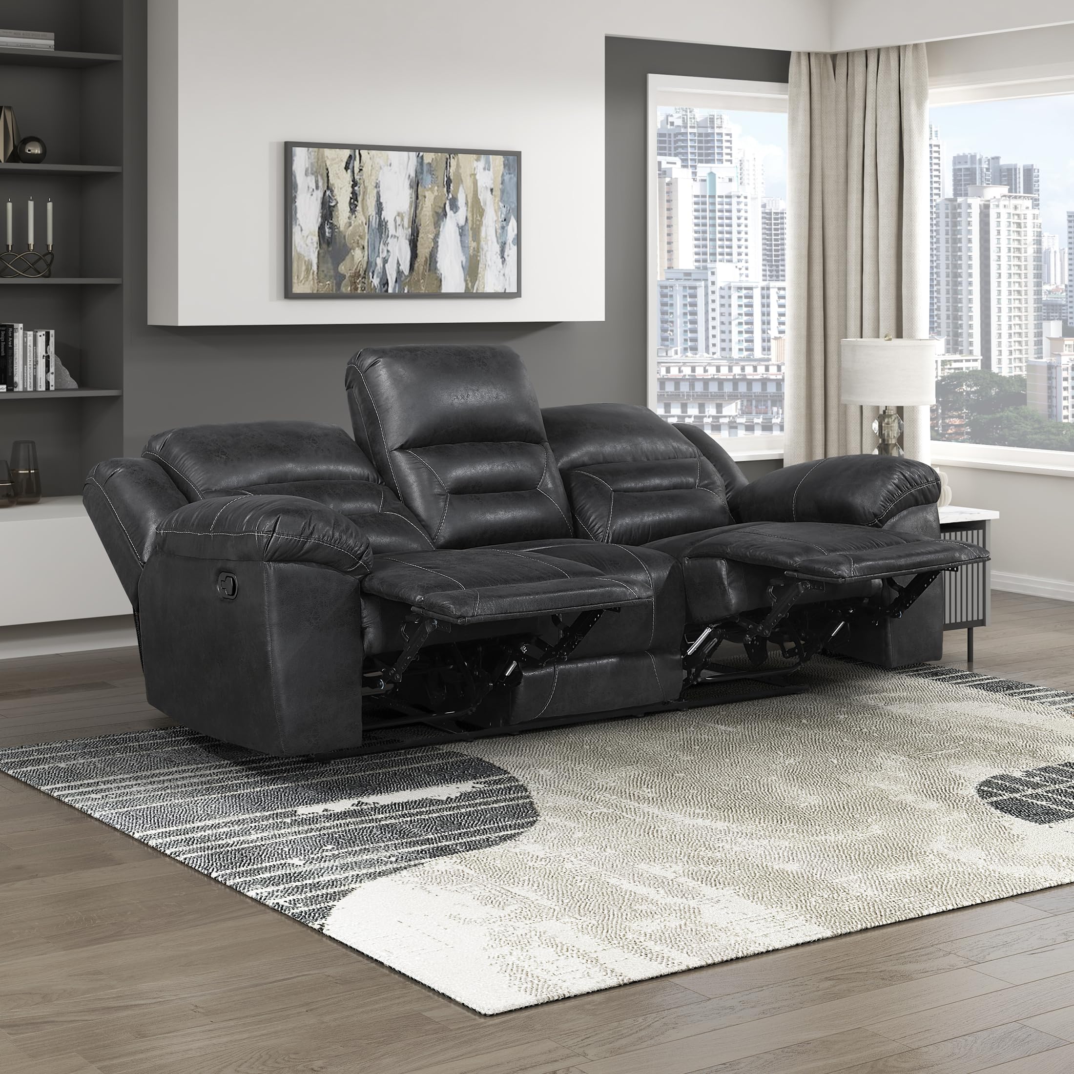 Amazon.com: Lexicon Double Recliner Sofa for Living Room, Wall Hugger ...
