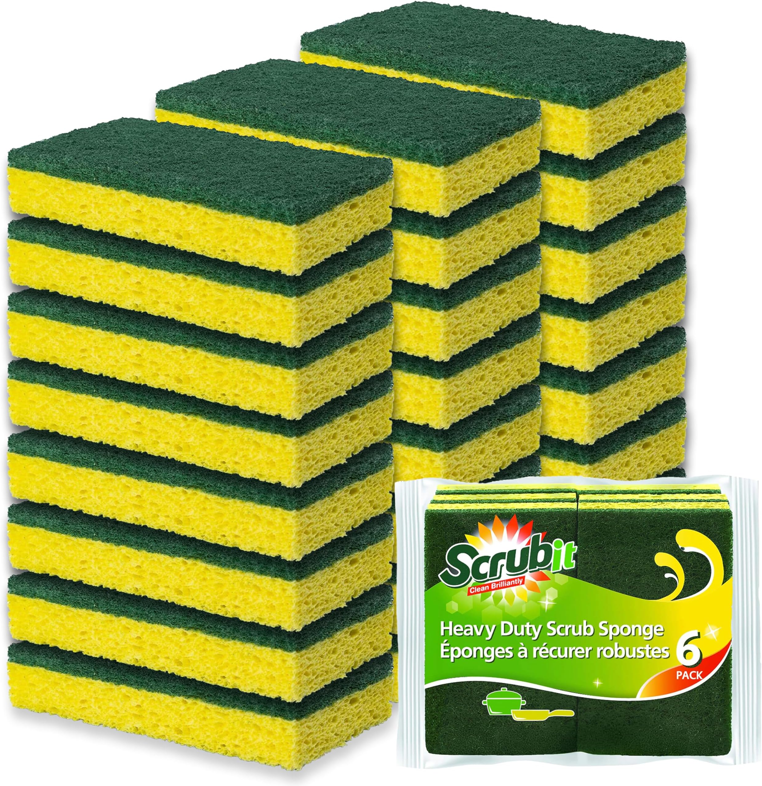 Amazon.com: SCRUBIT Heavy Duty Scrub Sponges - Dishwashing Sponge Along ...