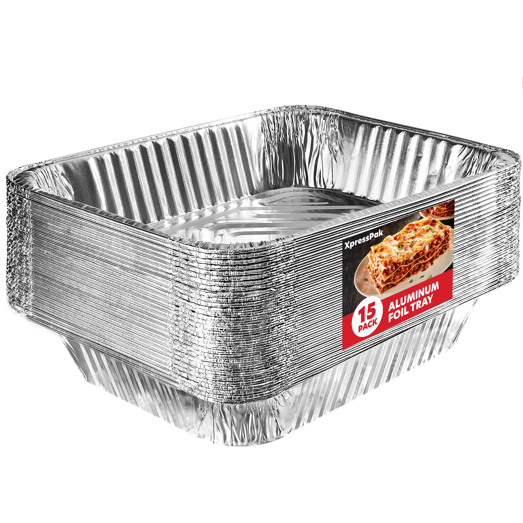 XpressPak Large Aluminium Foil Trays - [15-Pack Value] - Disposable ...