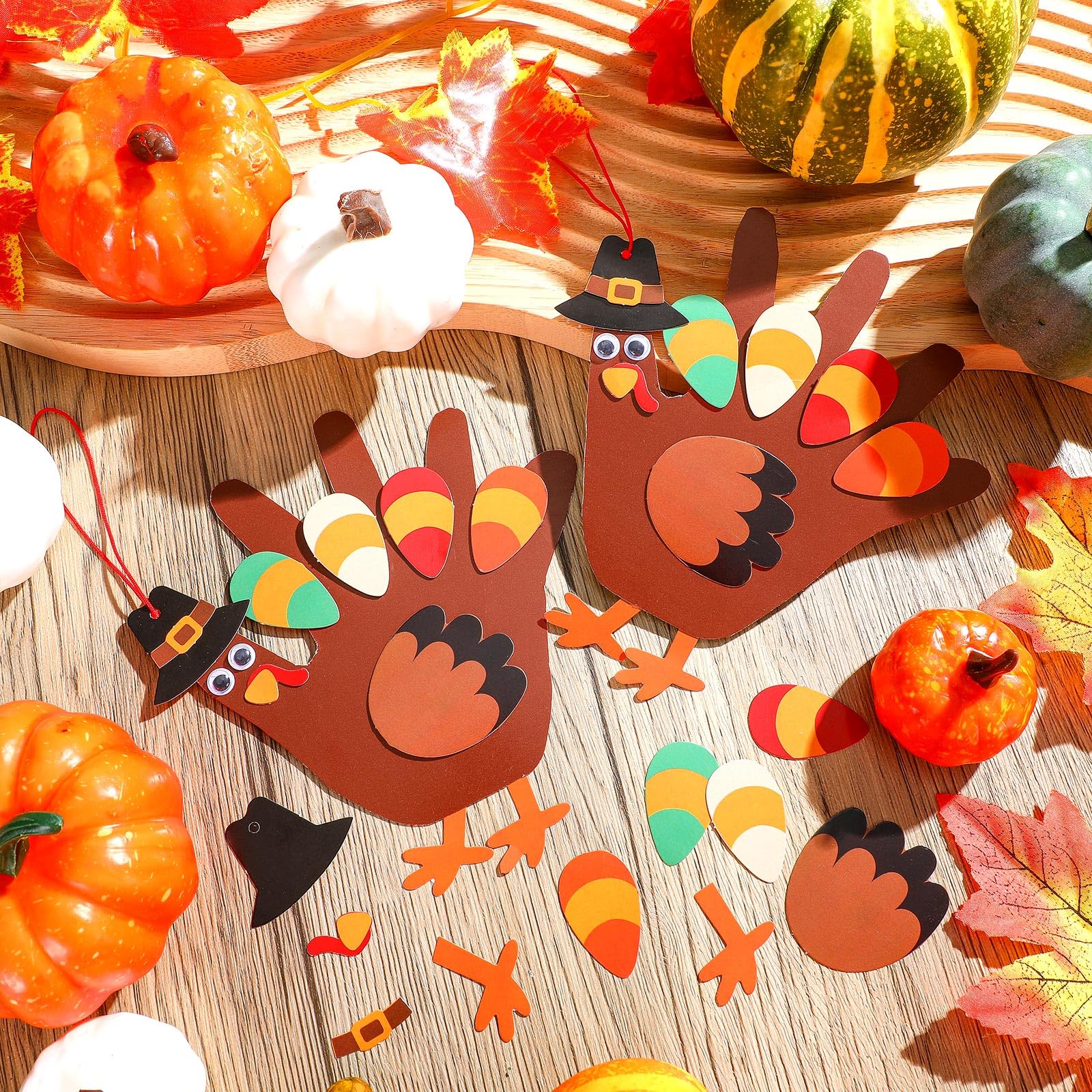 Snapklik.com : 24 Sets Thanksgiving Craft Kit Fall Handprint Turkey ...