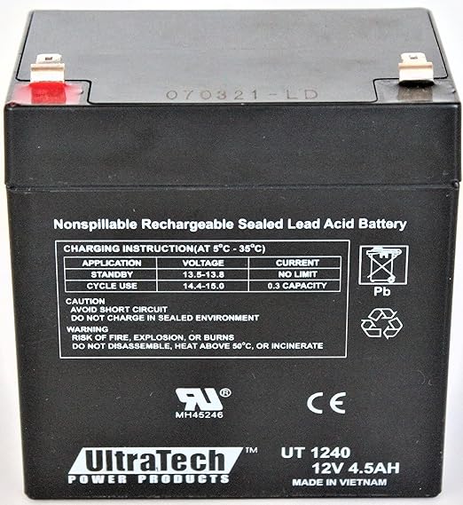 Amazon.com: UltraTech UT-1240 / UT-1250-F1 12V, 4.5Ah Sealed Lead Acid ...