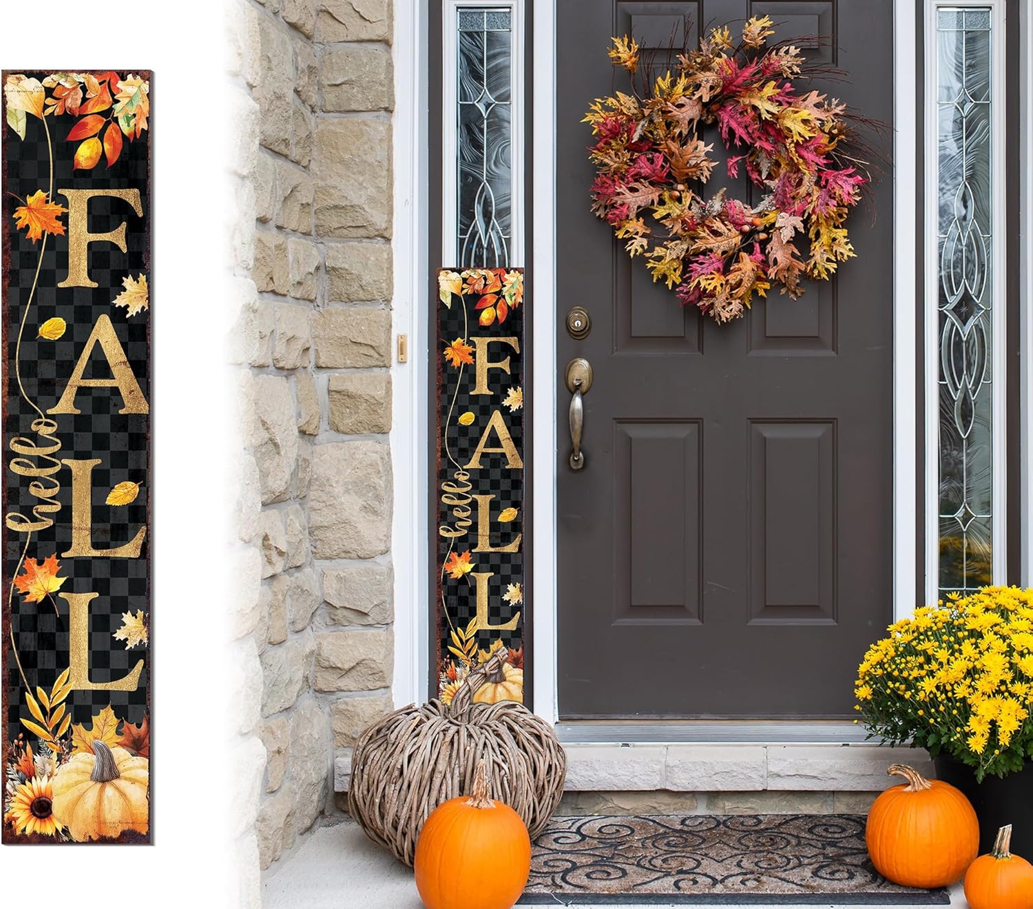 Amazon.com: 48in Hello Fall Porch Sign - Front Porch Fall Welcome Sign ...