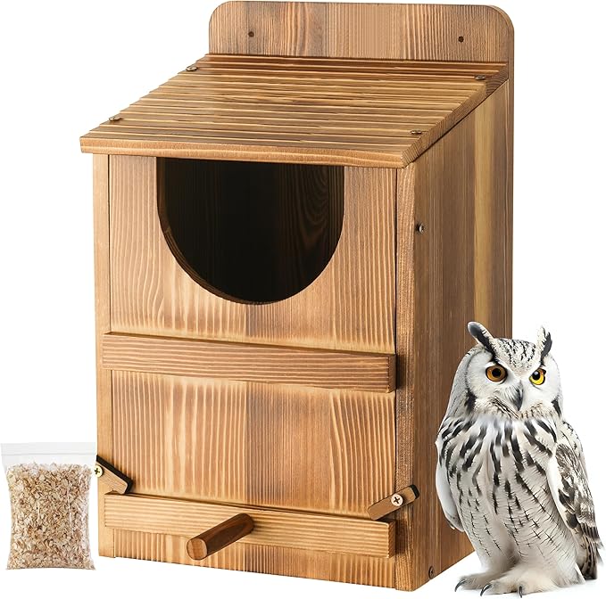 Yaoyiizy Owl House, Barn Owl Nesting Box with Bird Stand and Wood ...
