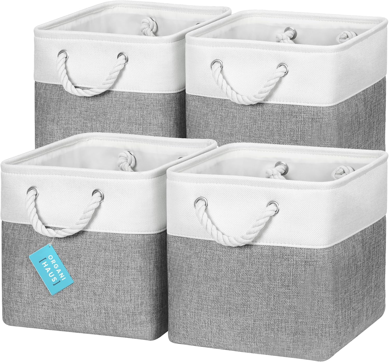 Amazon.com - OrganiHaus 11x11 Cube Storage Bins 4 pack, Foldable Cube ...