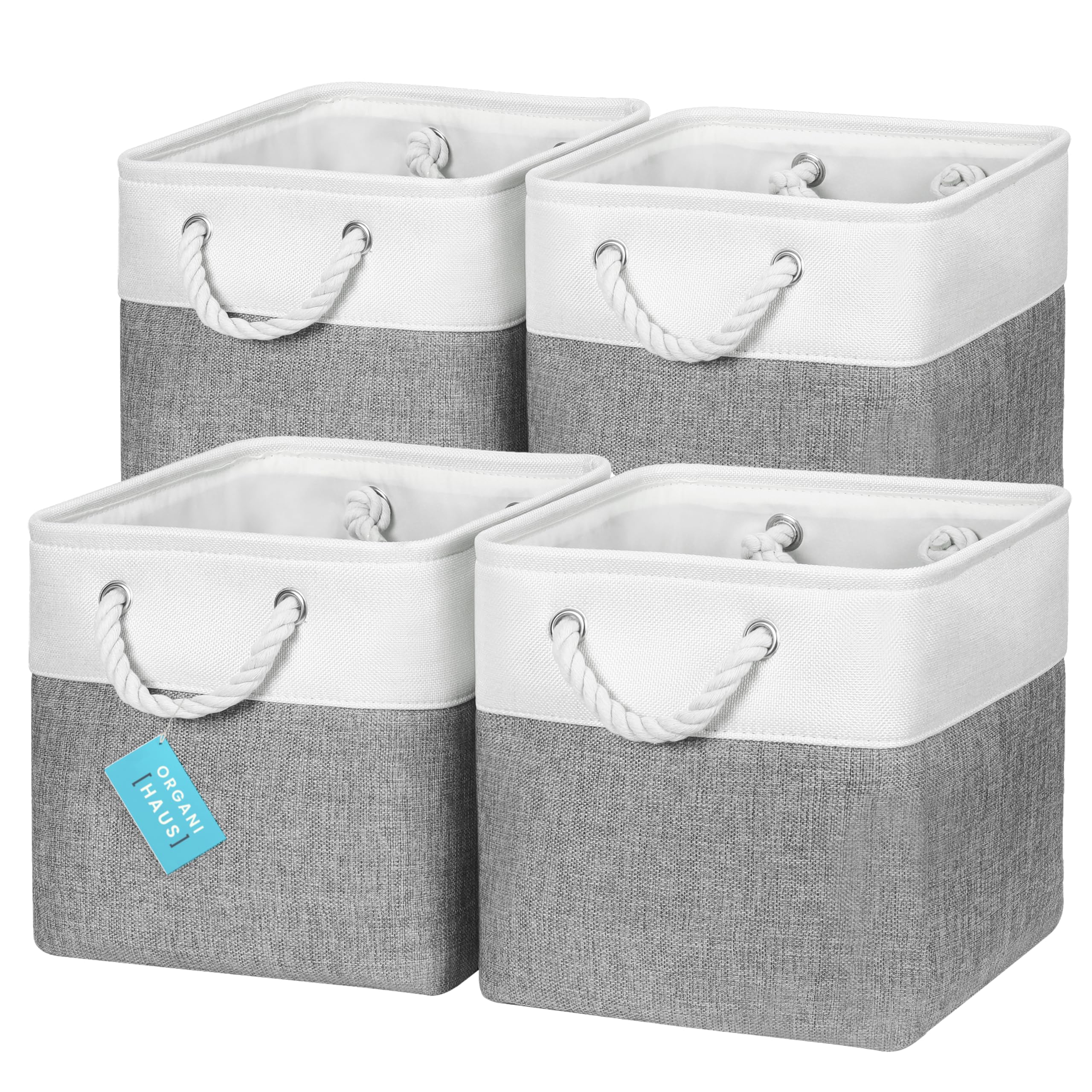 Amazon.com - OrganiHaus 11x11 Cube Storage Bins Set of 4, Fabric Cube ...