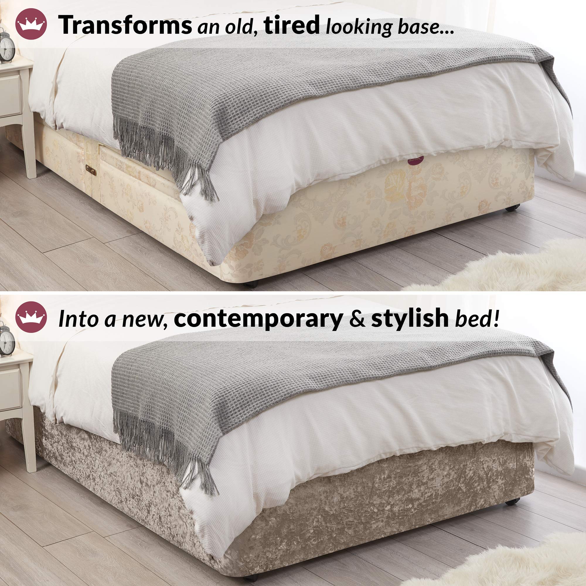 Buy viceroy bedding BED WRAP Crushed Velvet Divan Bed Base COVER ...