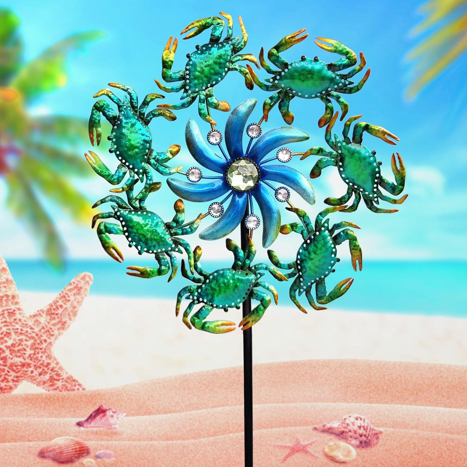 Amazon.com: COOZZYHOUR 39" Crab Wind Spinners Metal Windmill Garden ...
