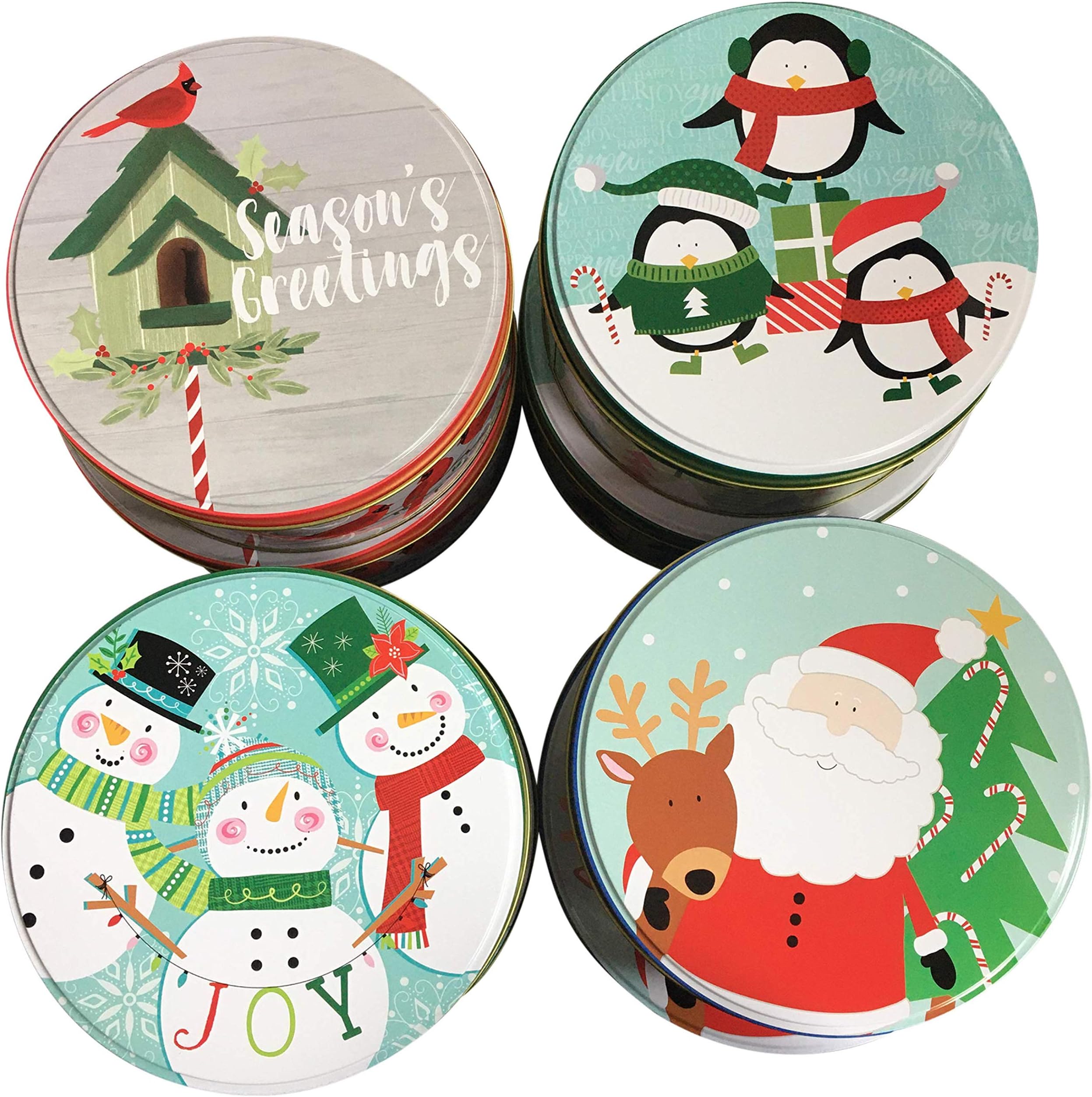 Amazon.com: Landhoow 6 Pieces Christmas Cookie Tins with Lids Metal ...