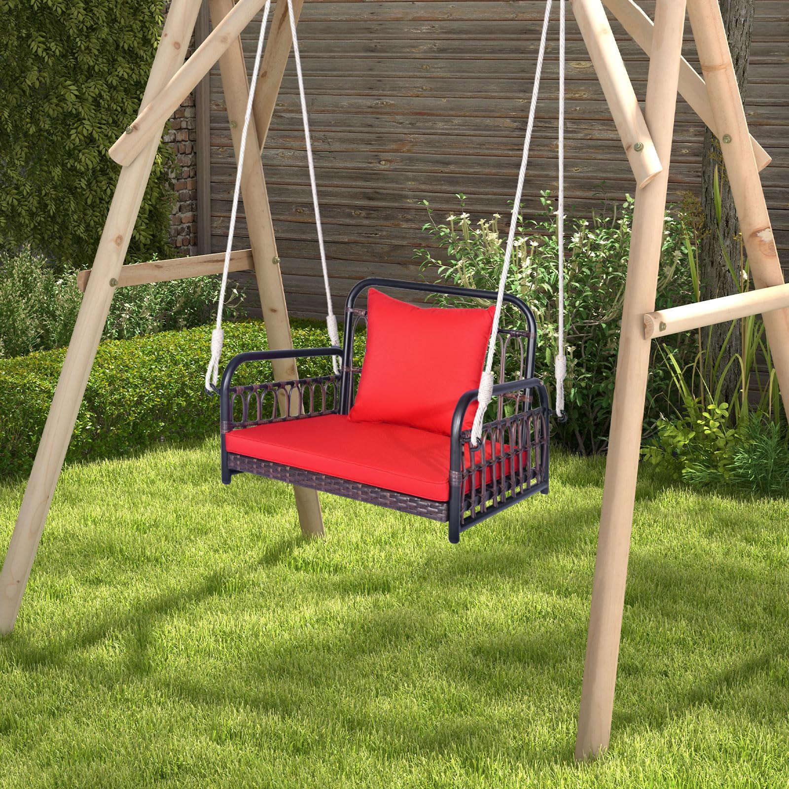 Porch Swing Cushions Tangkula Outdoor Porch Swing - Single Person ...