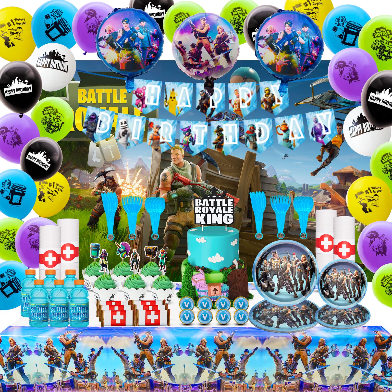 DMIGHT Mega Birthday Party Decorations,Video Game Party Supplies,220pcs ...
