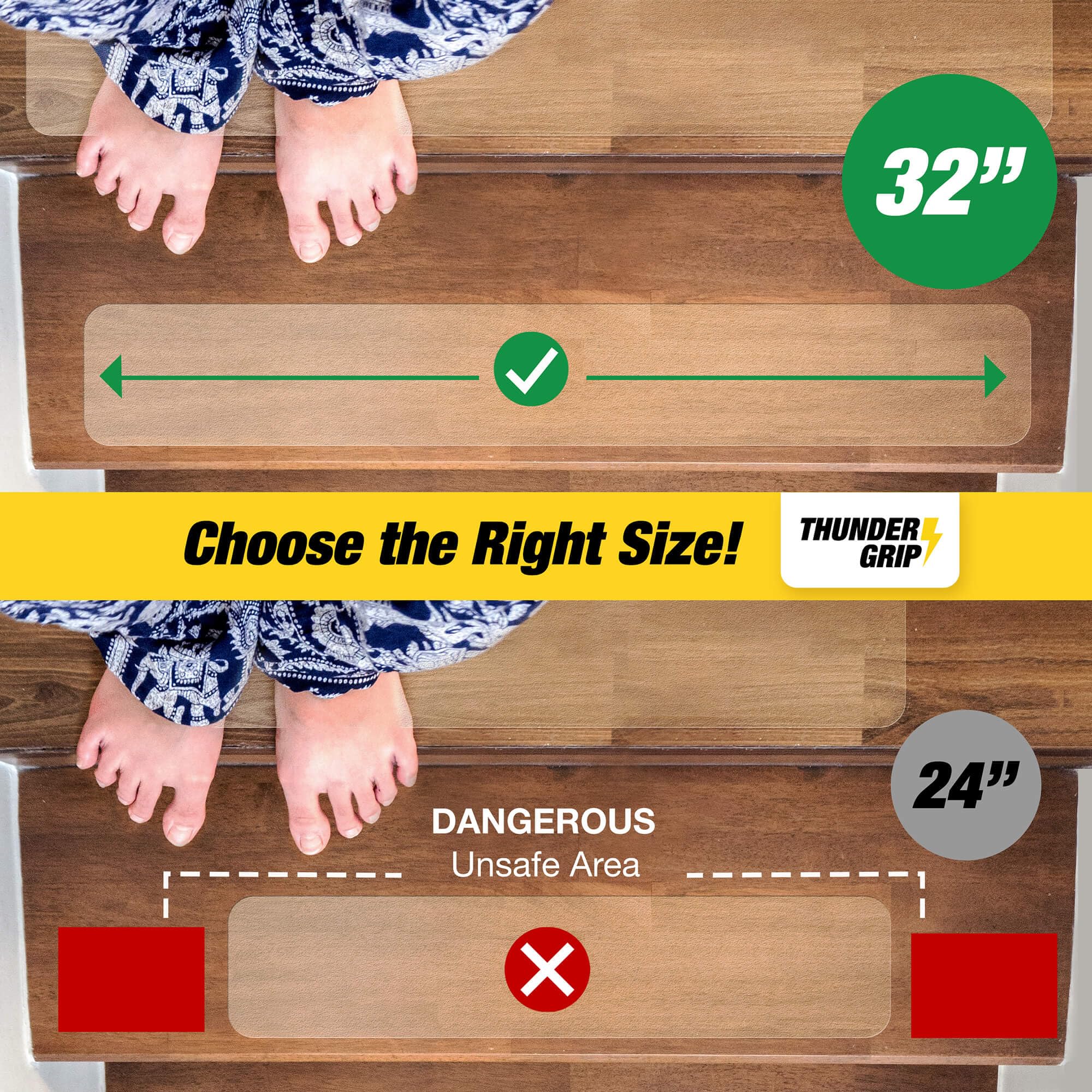 Snapklik.com : THUNDER GRIP 18-Pack Clear Non-Slip Stair Treads For ...