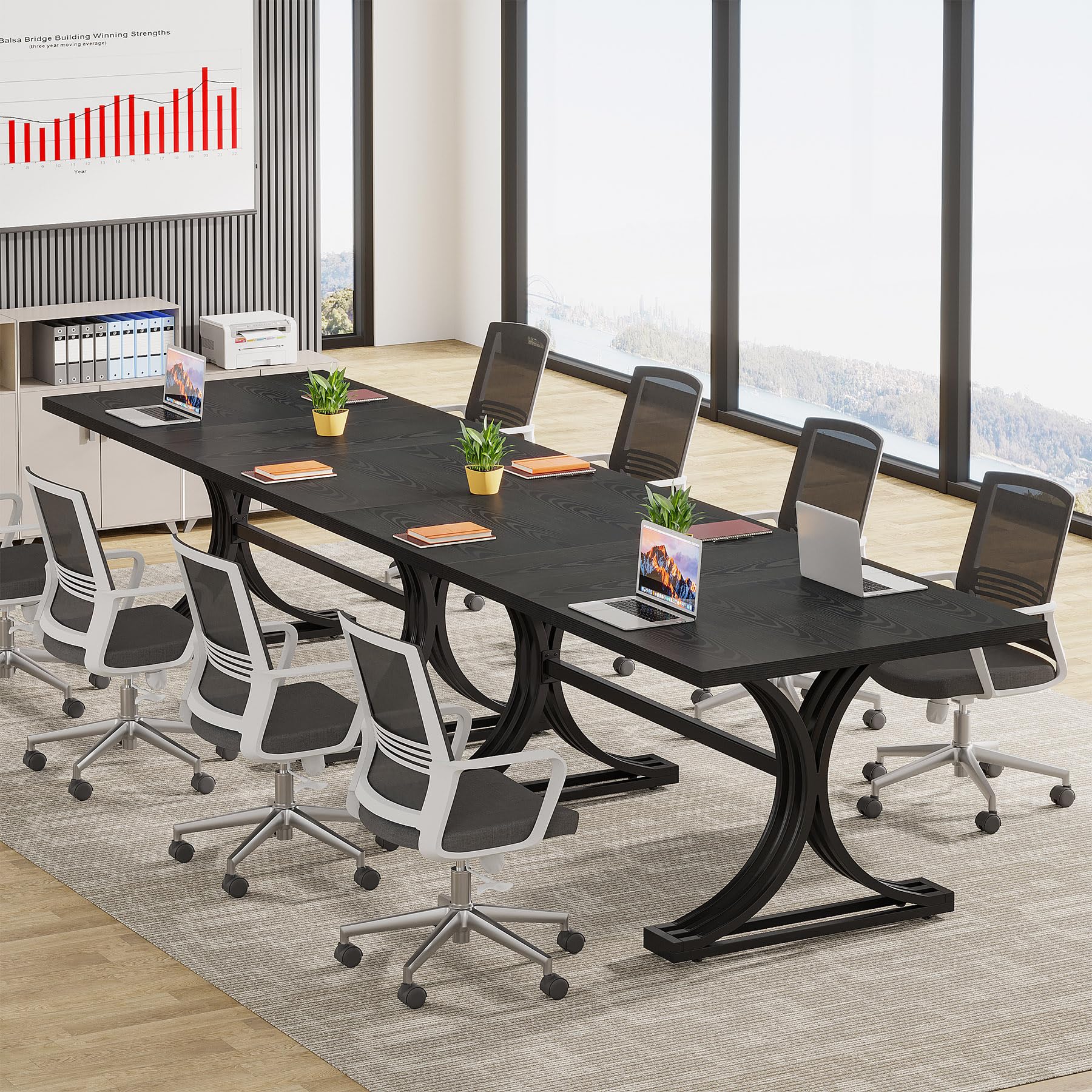 Amazon.com: Tribesigns 10.5FT Conference Table, Modern Meeting Table ...
