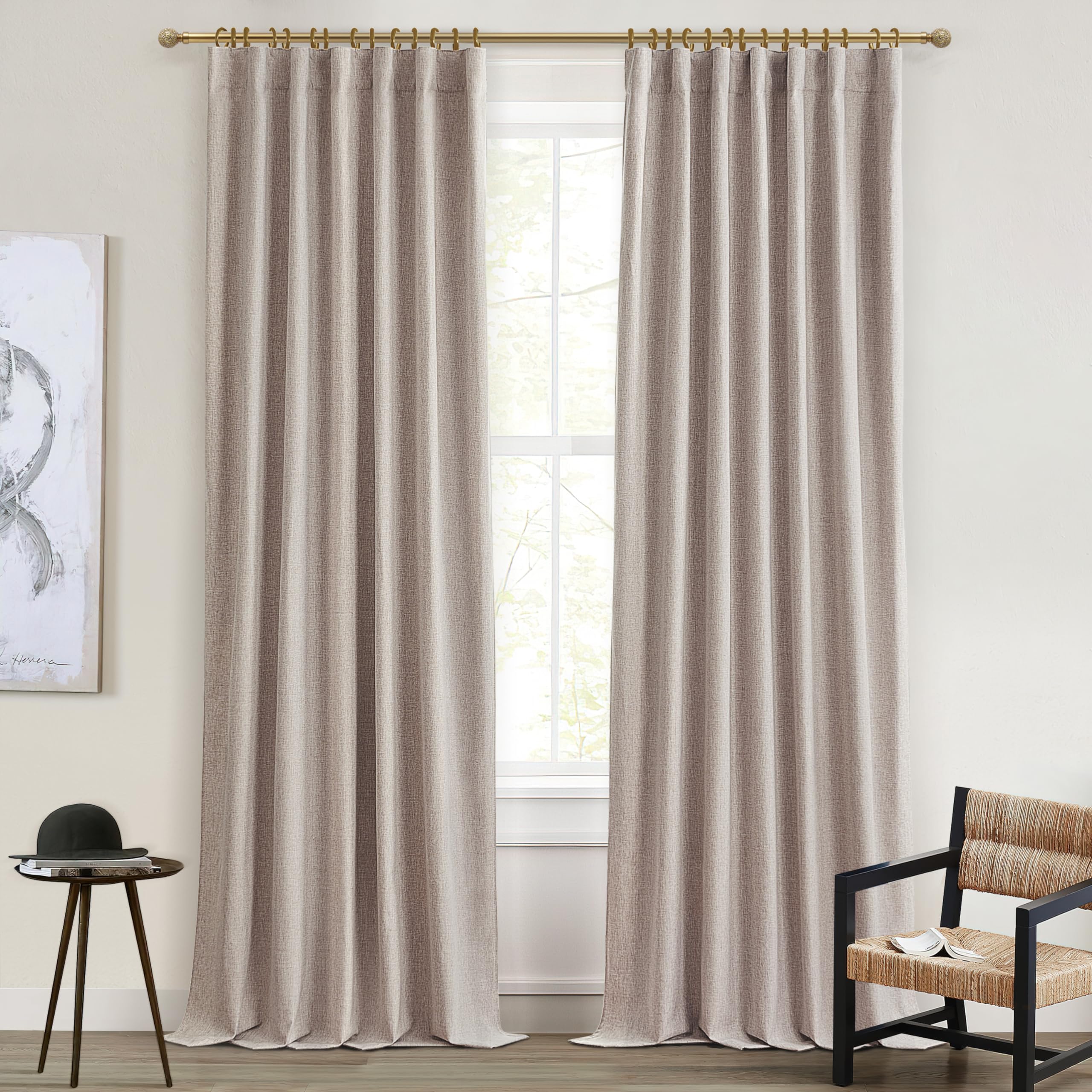 Primitive Linen Curtains for Living Room 96 Inches Long,Rustic Country ...